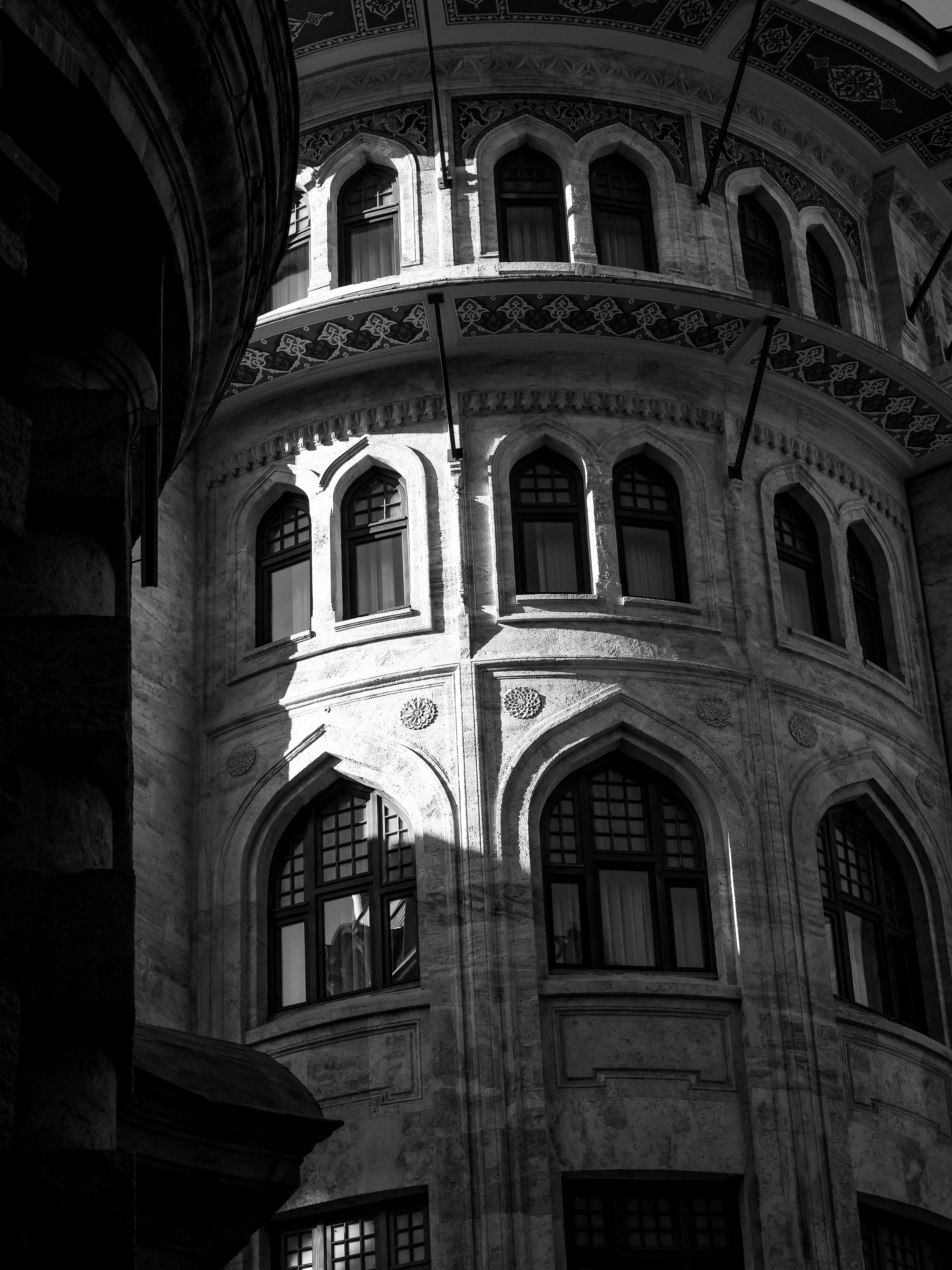 Arched Facade in Soft Shadowed Monochrome