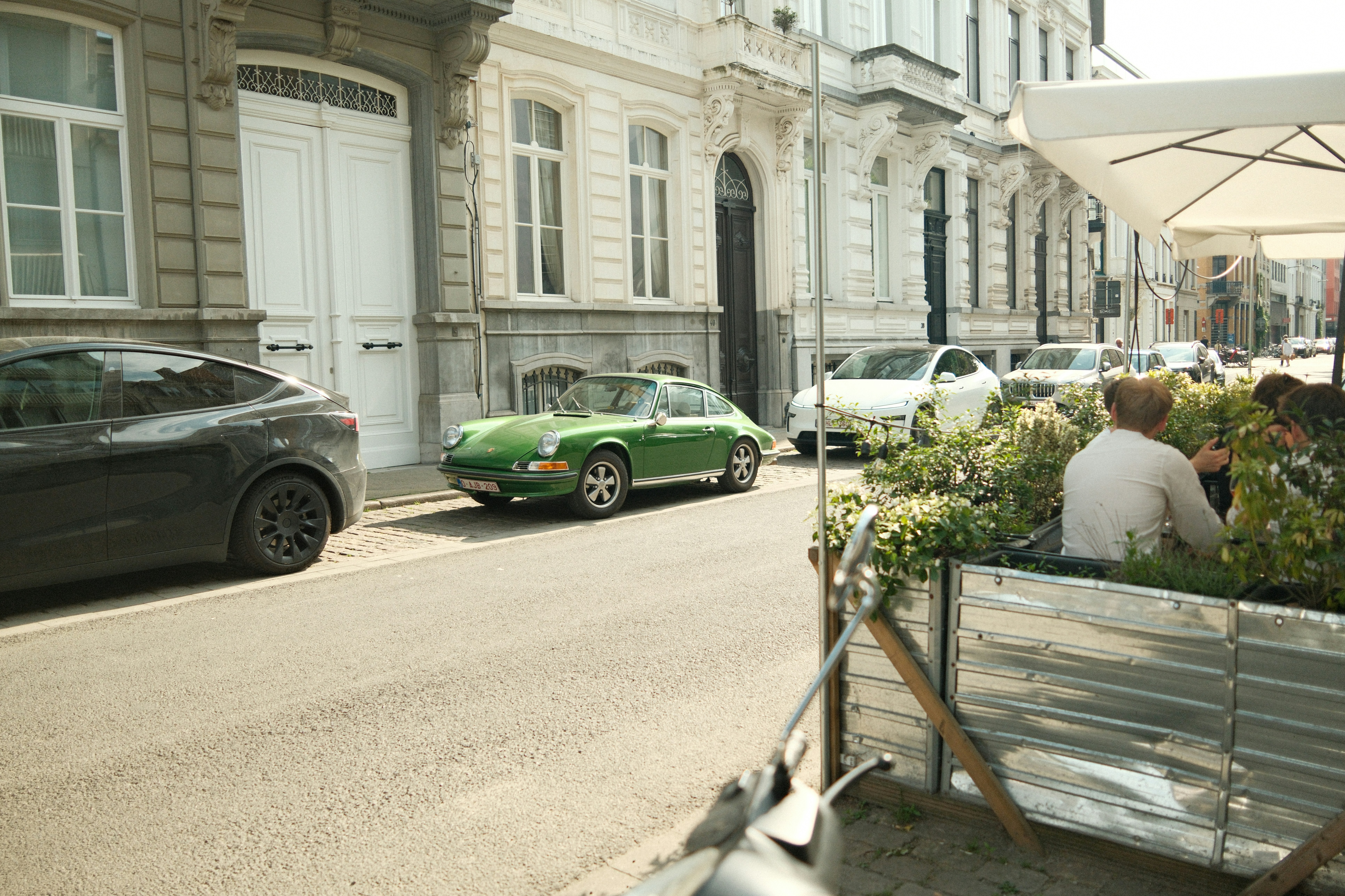 Green Vintage in a Quiet Parisian Street