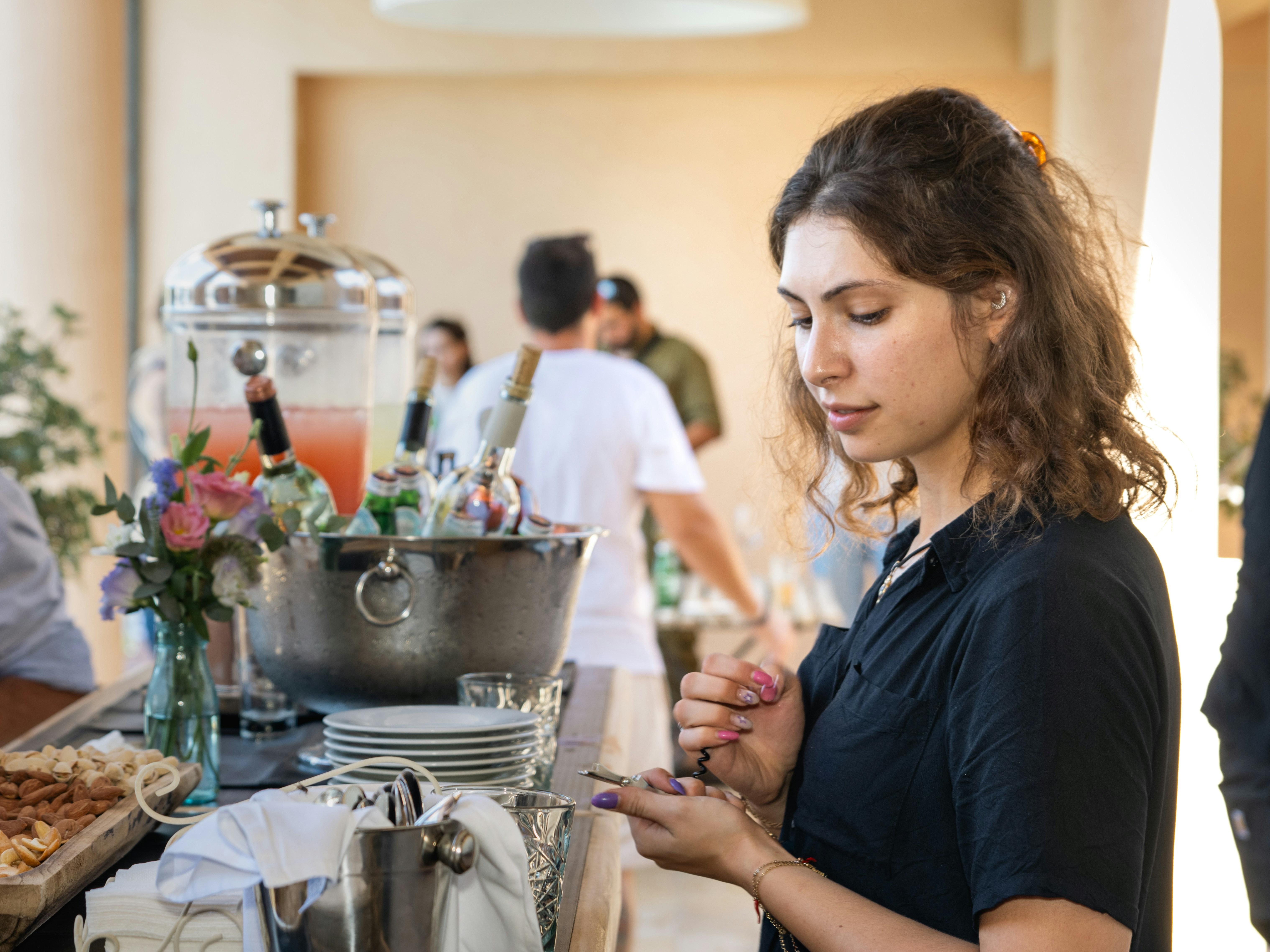Quiet Focus at a Catering Counter