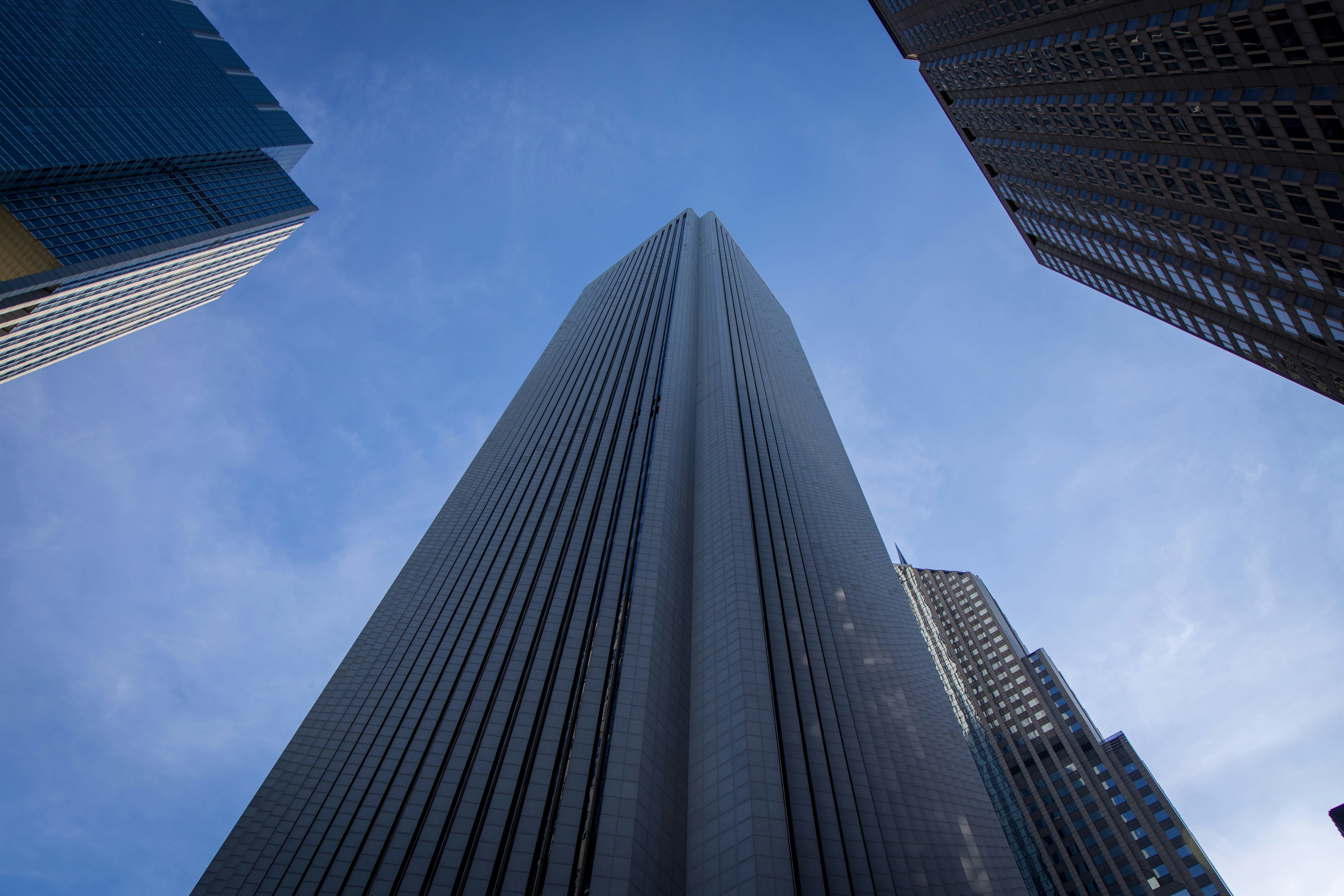 Skyward Monoliths: A Street-View Ascent Between Towers