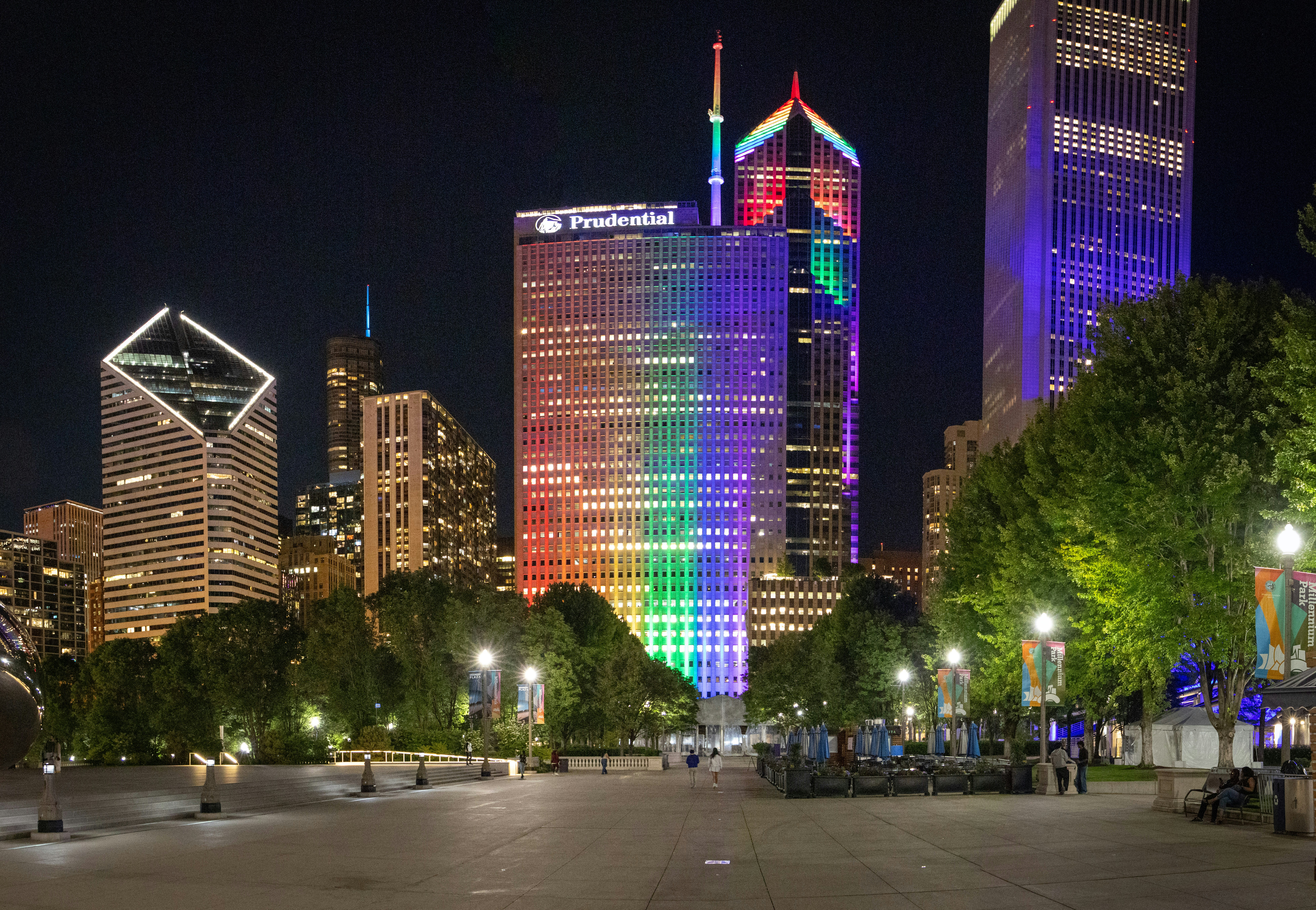 Rainbow Skyline: Night Lights Over the Riverwalk