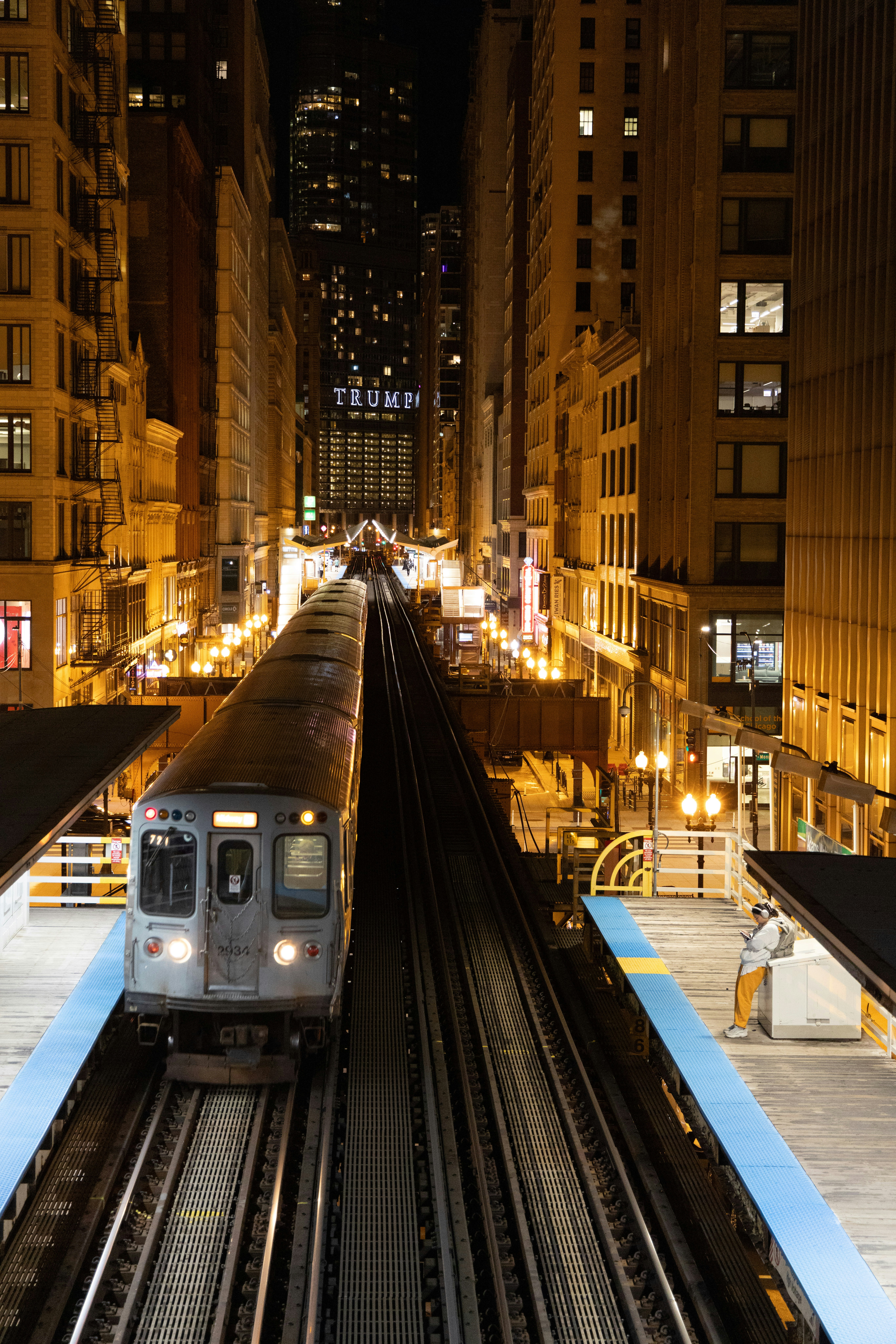 Midnight Transit: Neon Canyon and a Lone Train
