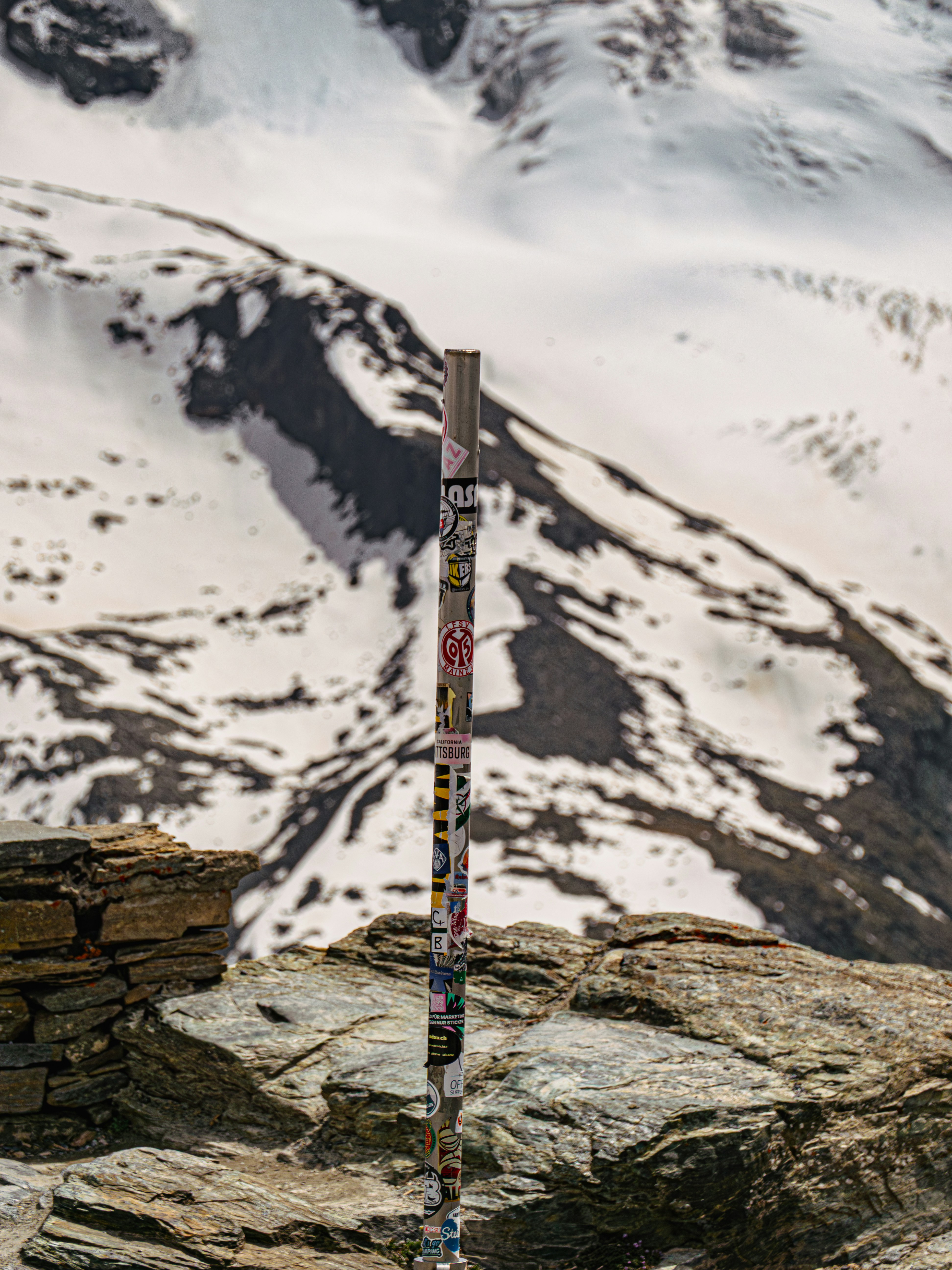 Stickered Pole at Alpine Edge