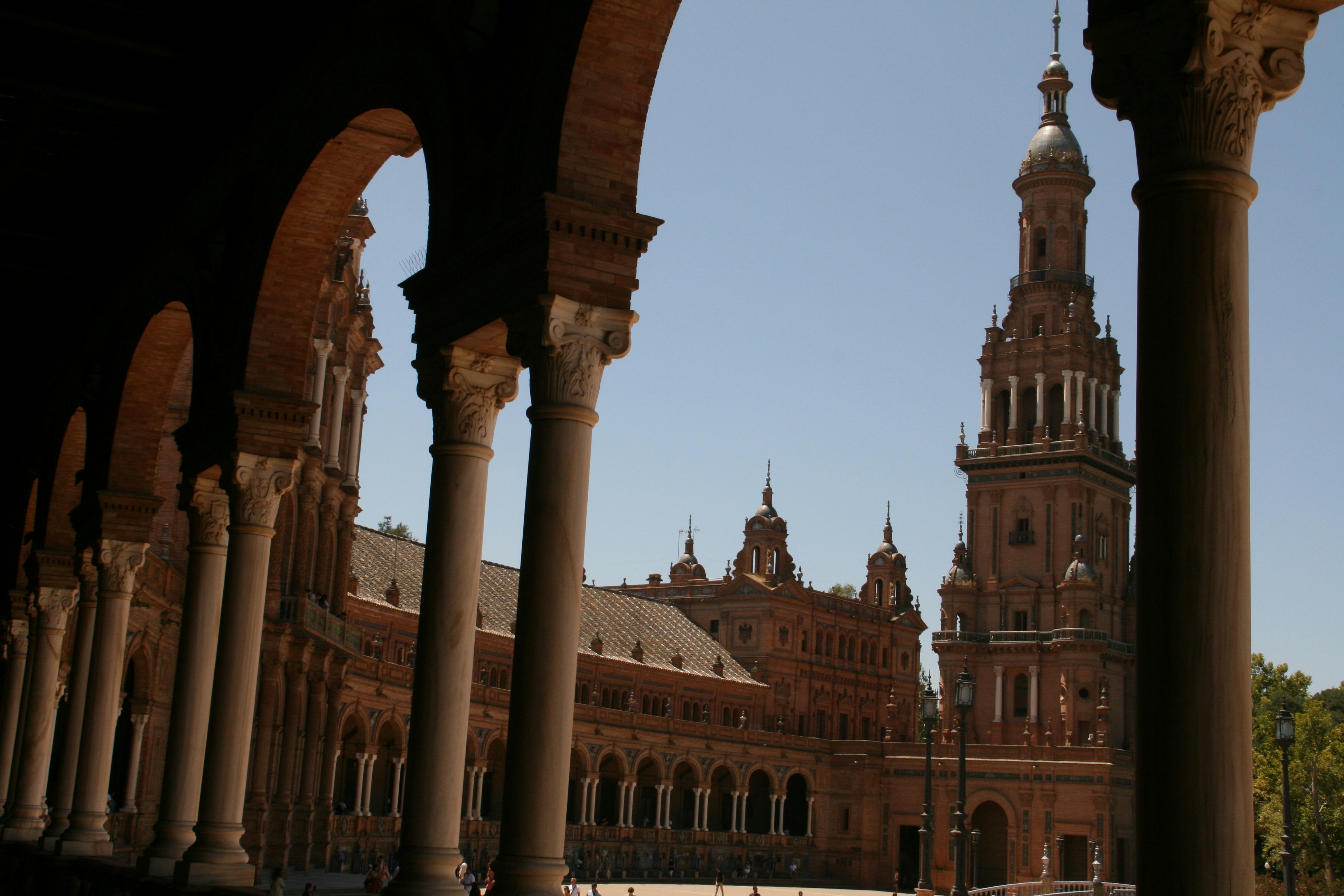 Arcaded Courtyard with Towering Clocktower