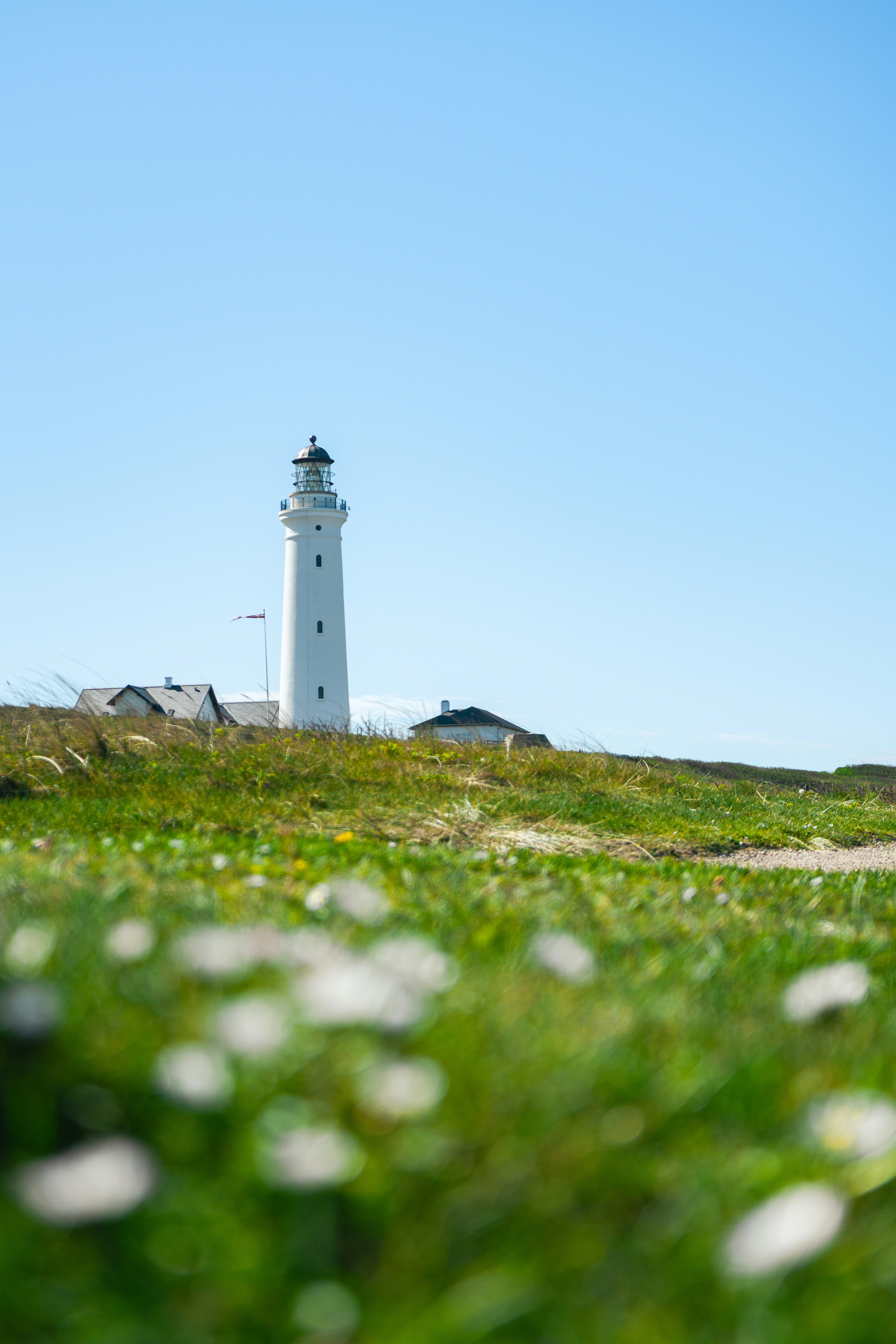 Lighthouse on the Dune: A Coastal Sentinel under a Clear Sky