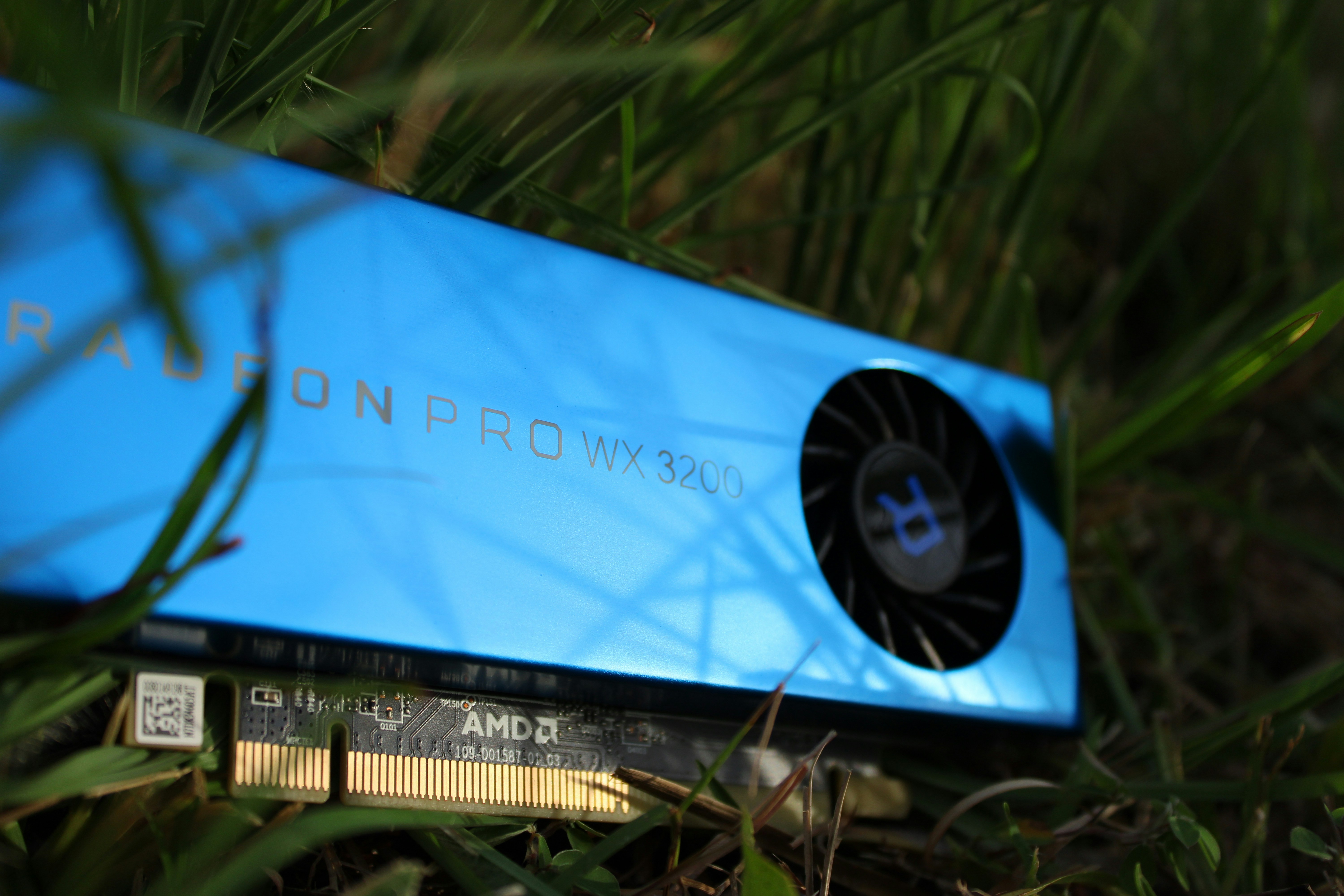 Azure AMD Radeon Pro WX 3200 tucked in the grass