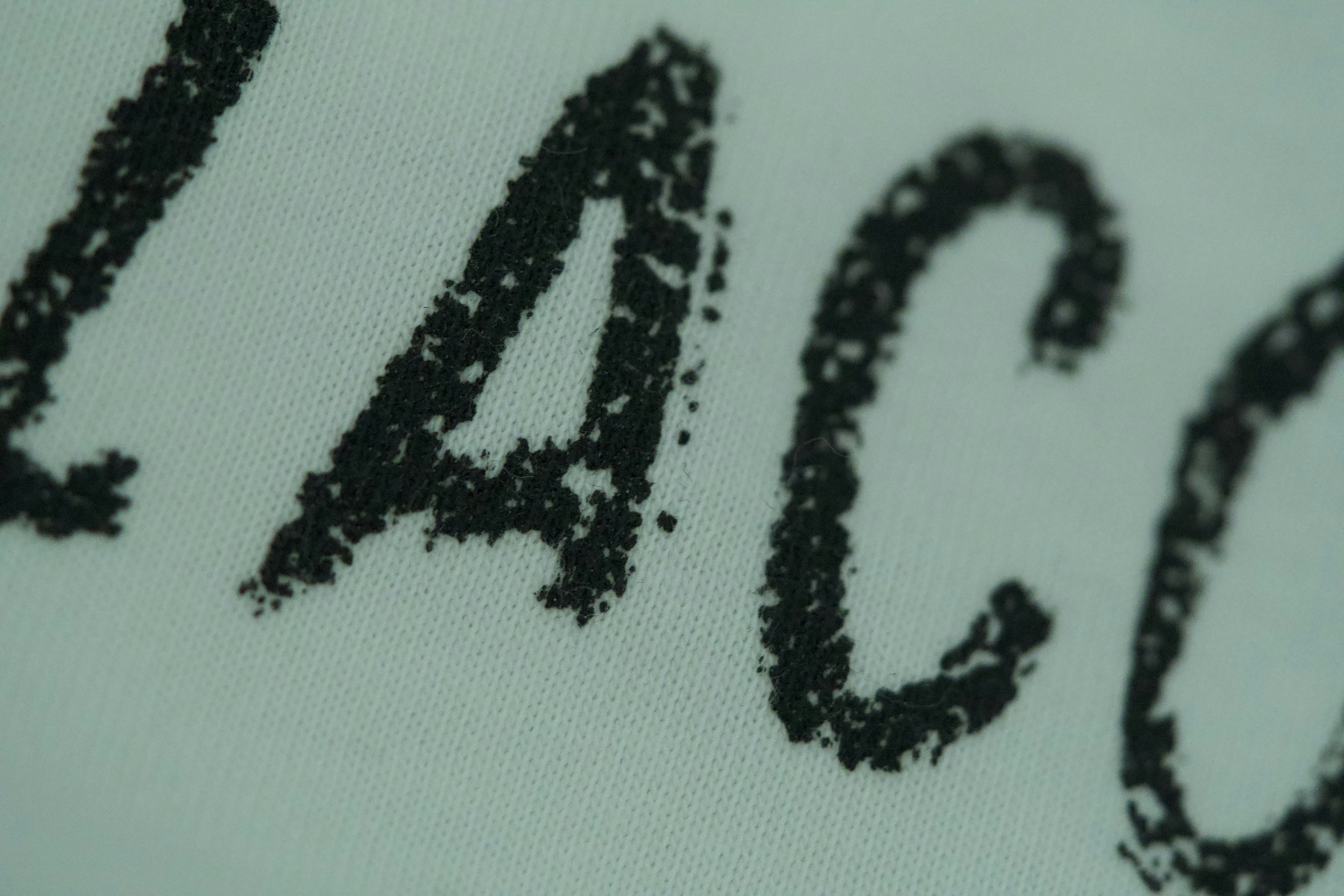 Micro Texture of the Letters: A Macro Peel Across Ink on Fabric