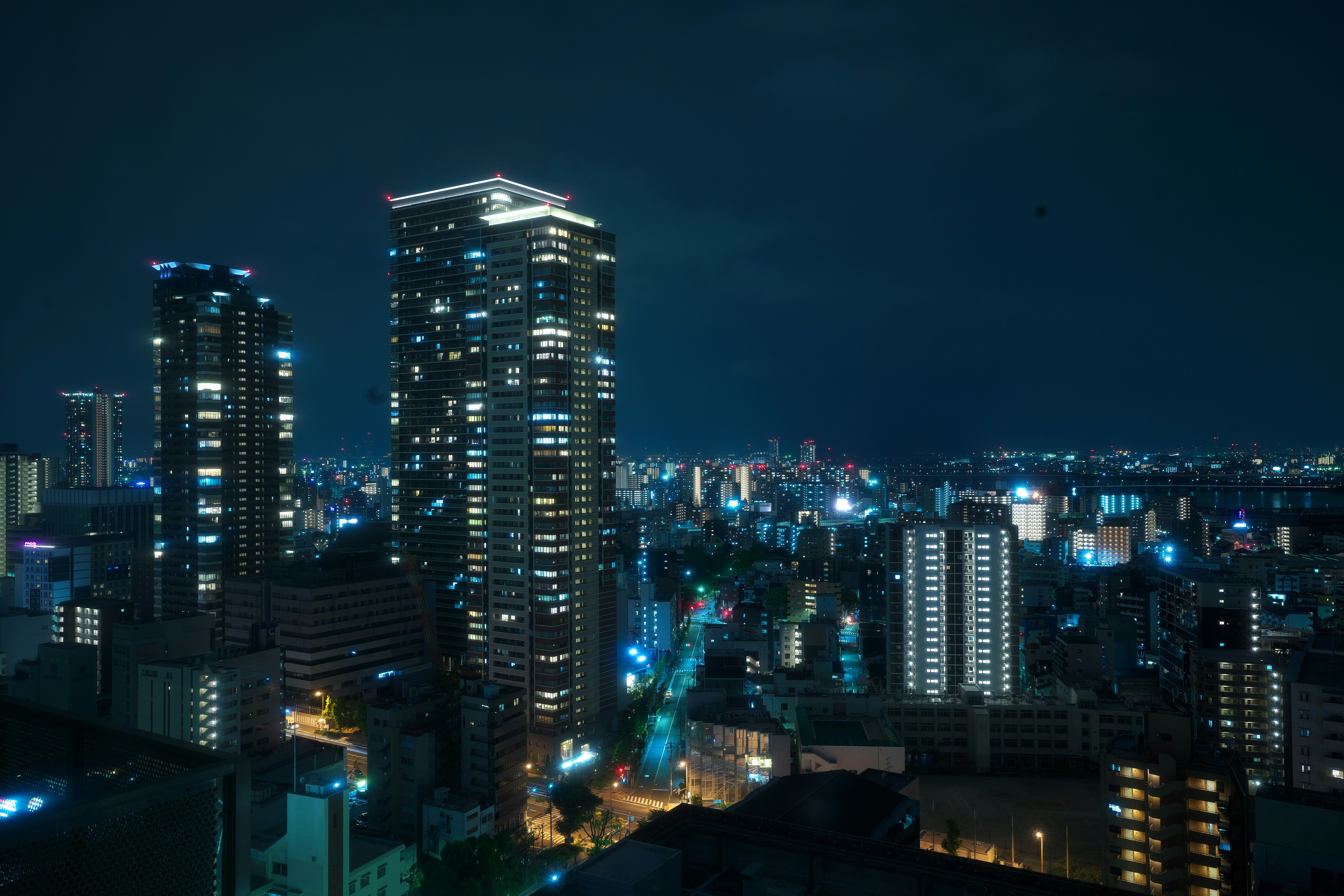 Midnight Metropolis: A Lantern-lit Skyline