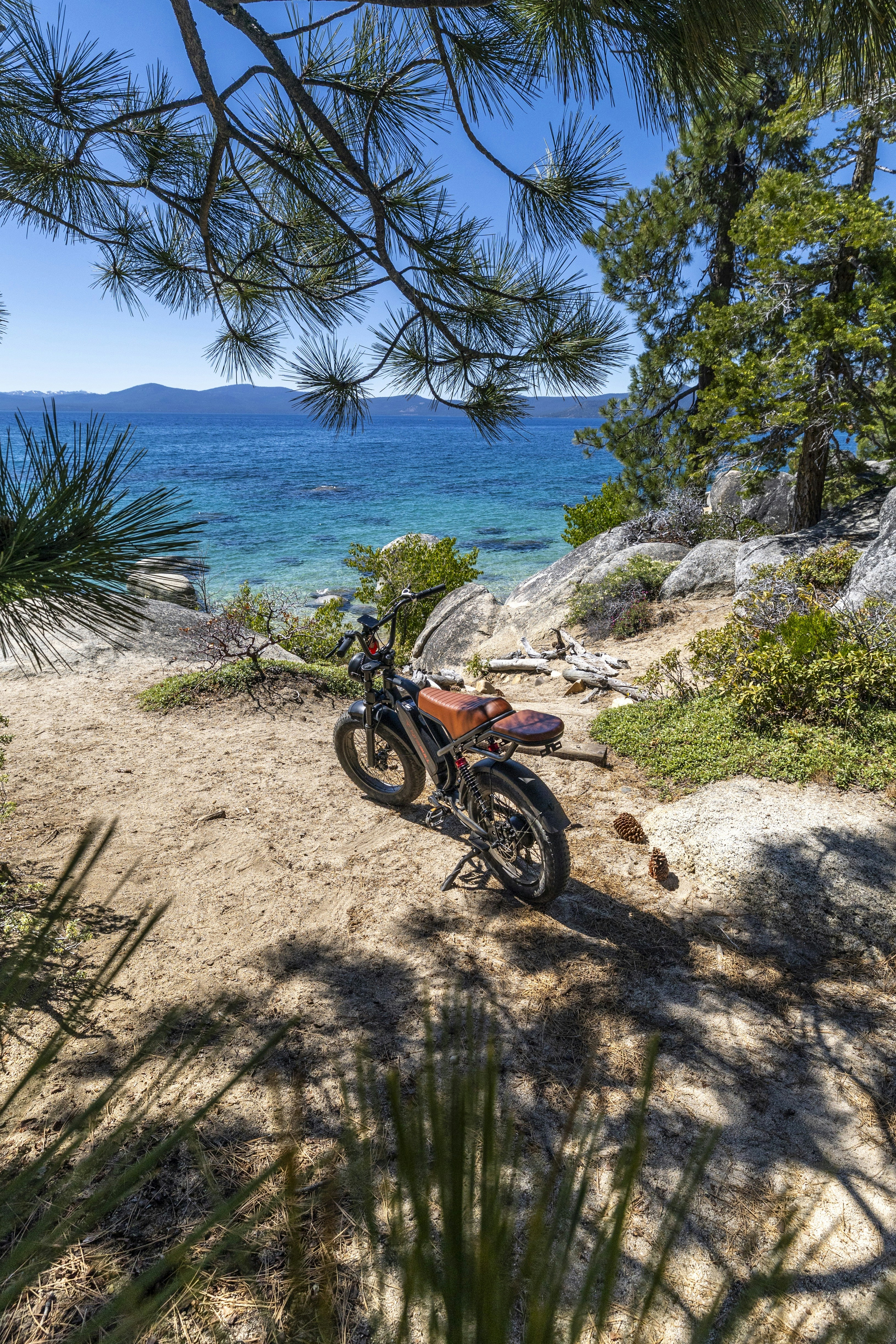 Deserted Shoreline Ride: A Moment by the Turquoise Sea