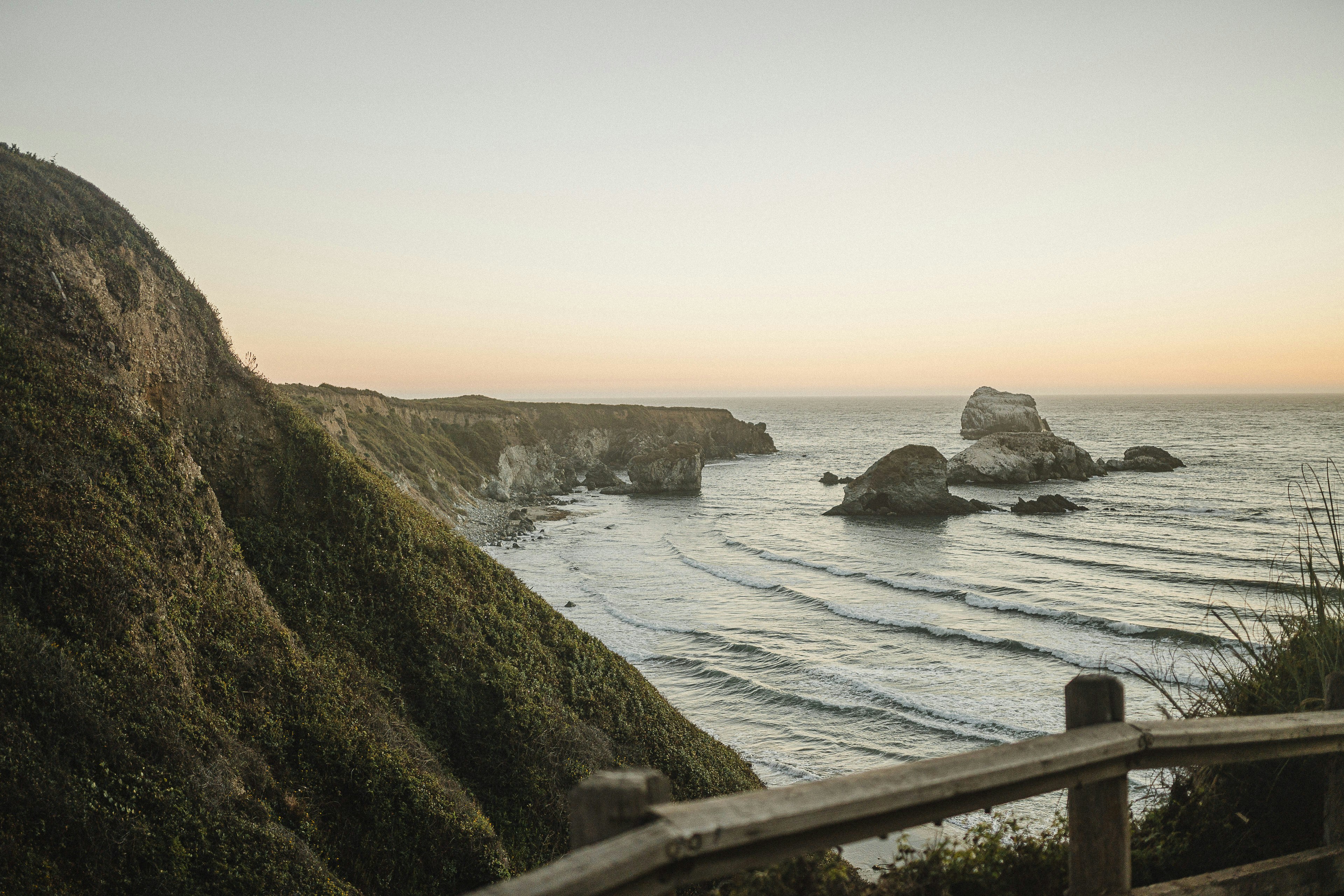 Coastal Cliffs at Sunset: A Quiet Promenade Overlook