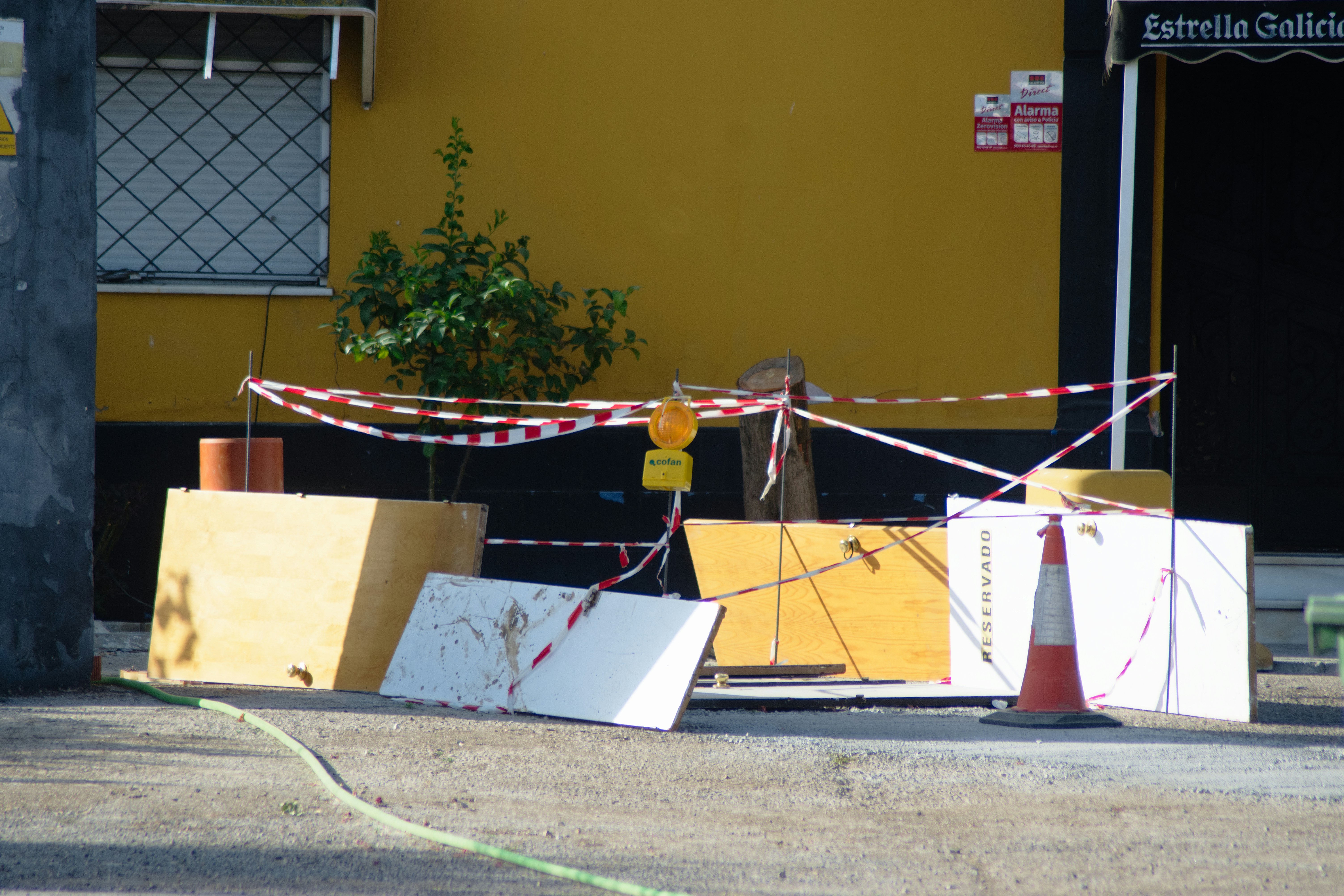 Construction Barrier with Painted Panels under Tape