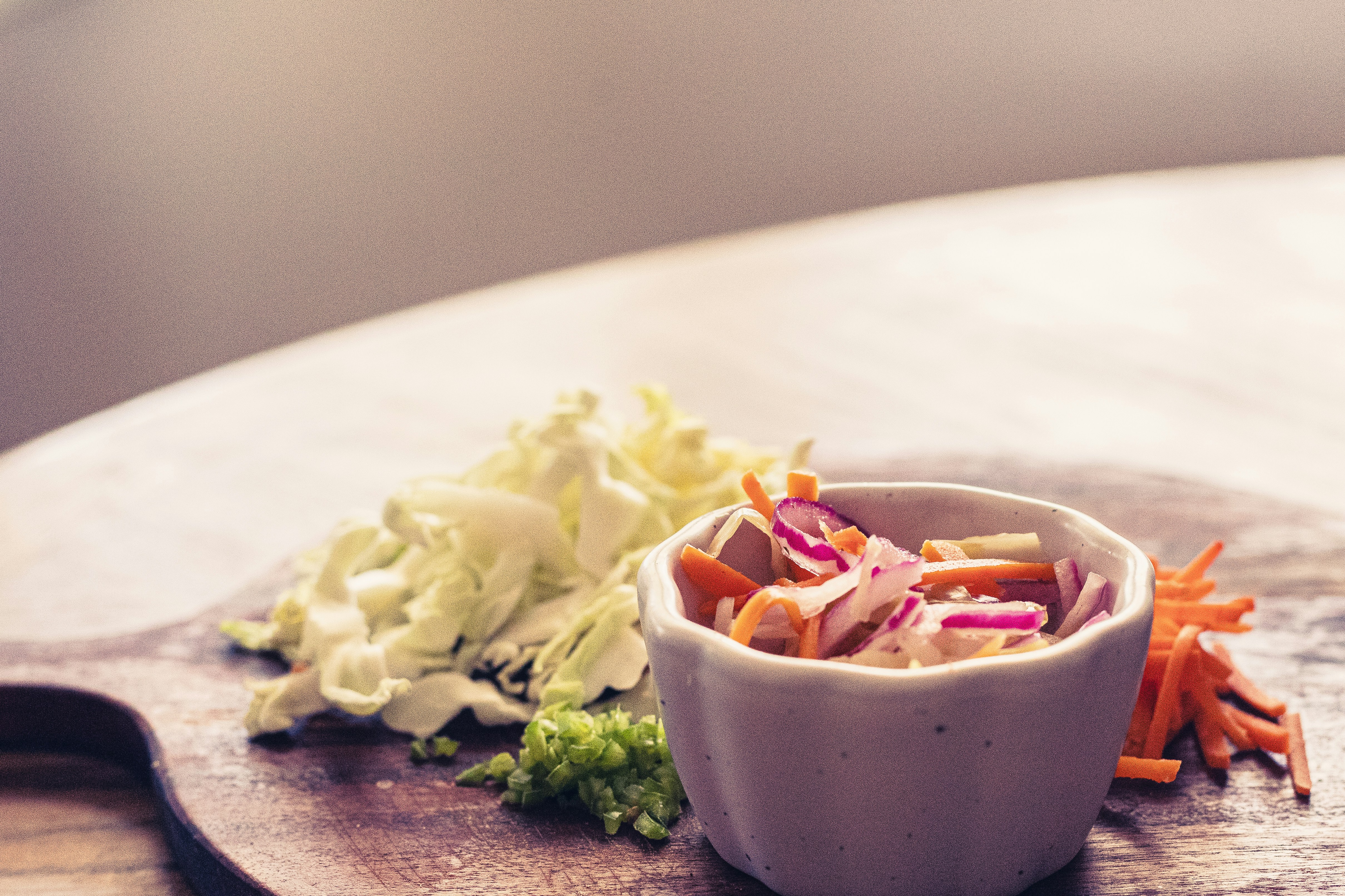 Tiny Bowl, Big Flavor: A Fresh Veggie Side on a Rustic Board