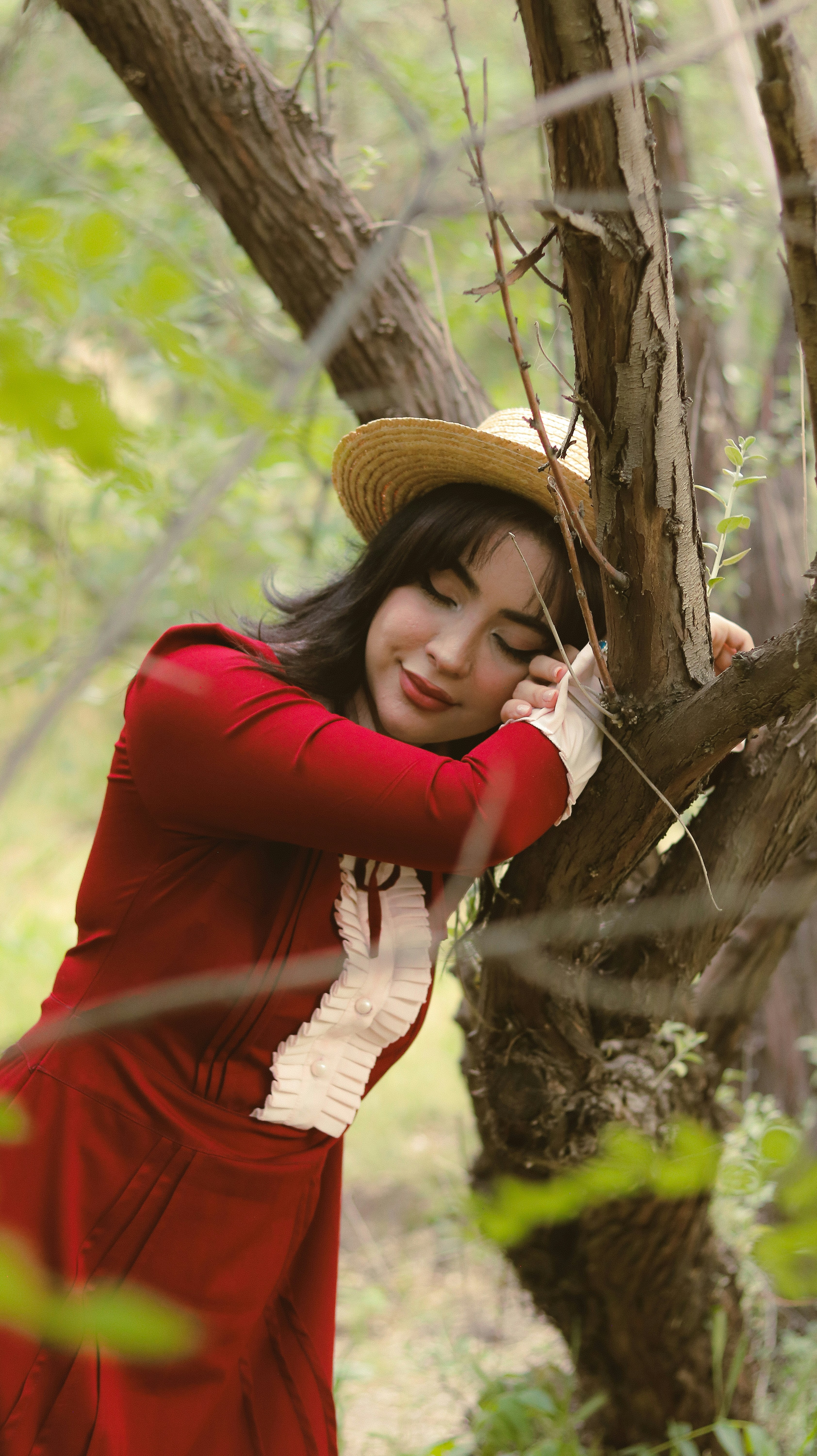 Red Dress in the Quiet Grove