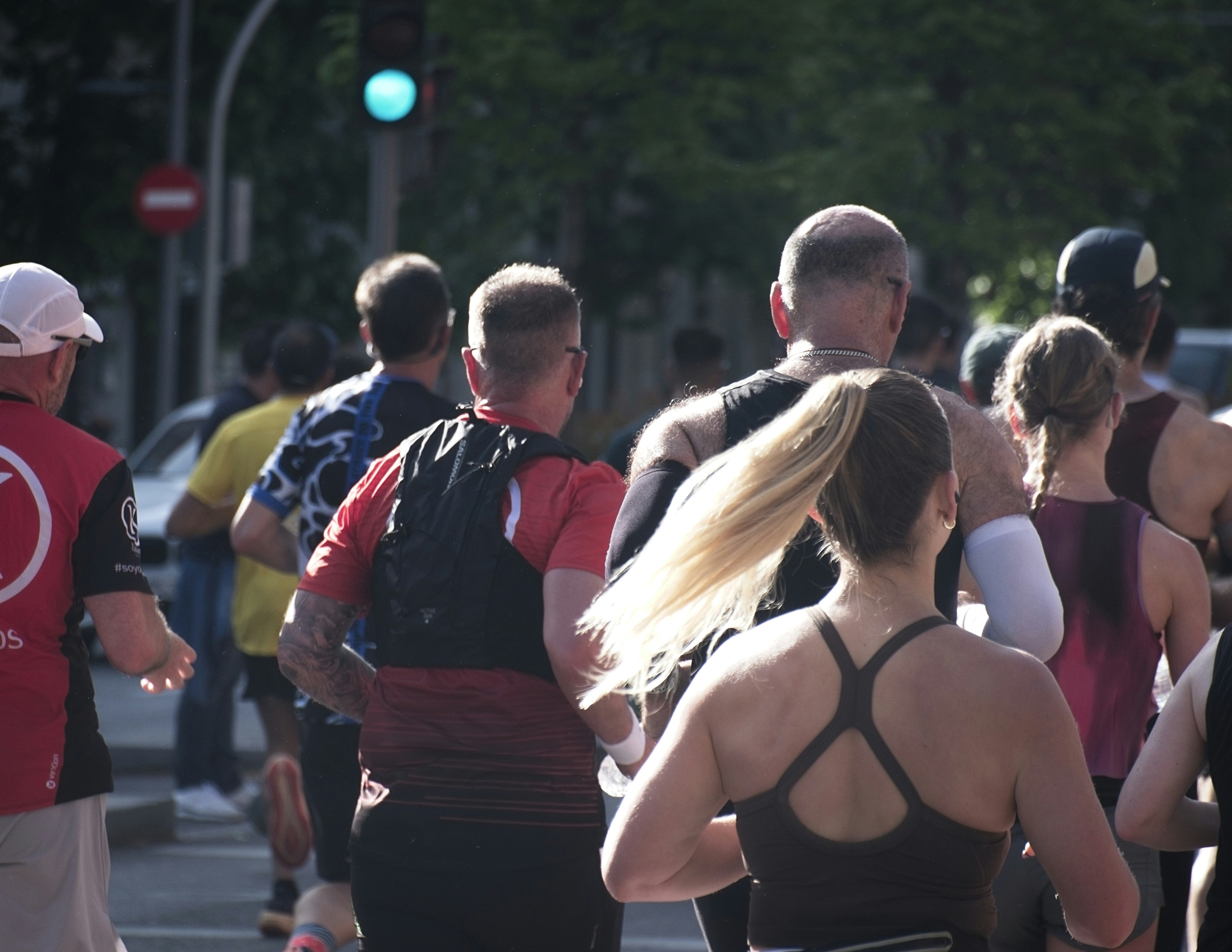Runners in Motion: A Crowd of Determined Faces in a City Street
