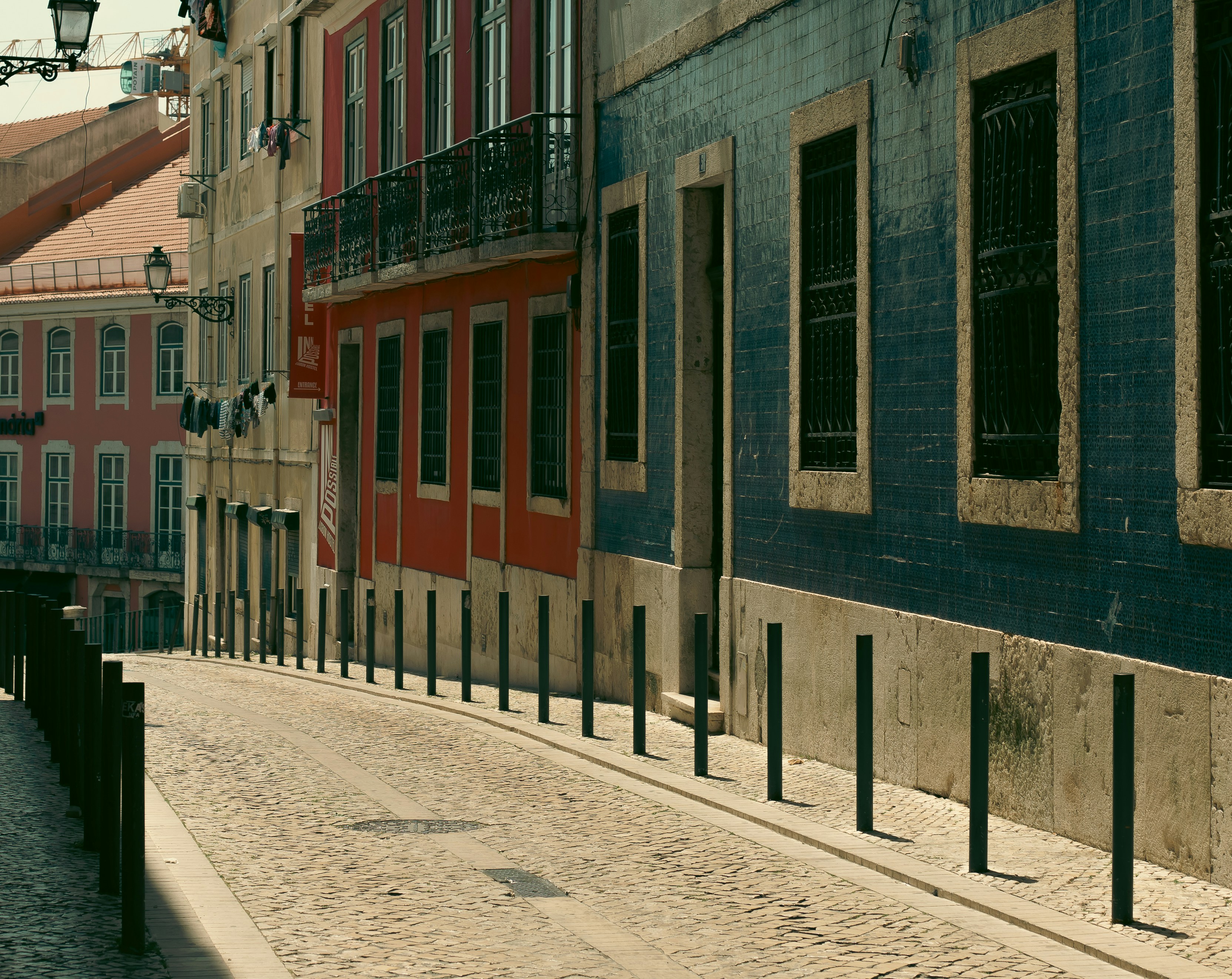 Colorful Cobblestones: A Quiet Lisbon-esque Street Curve