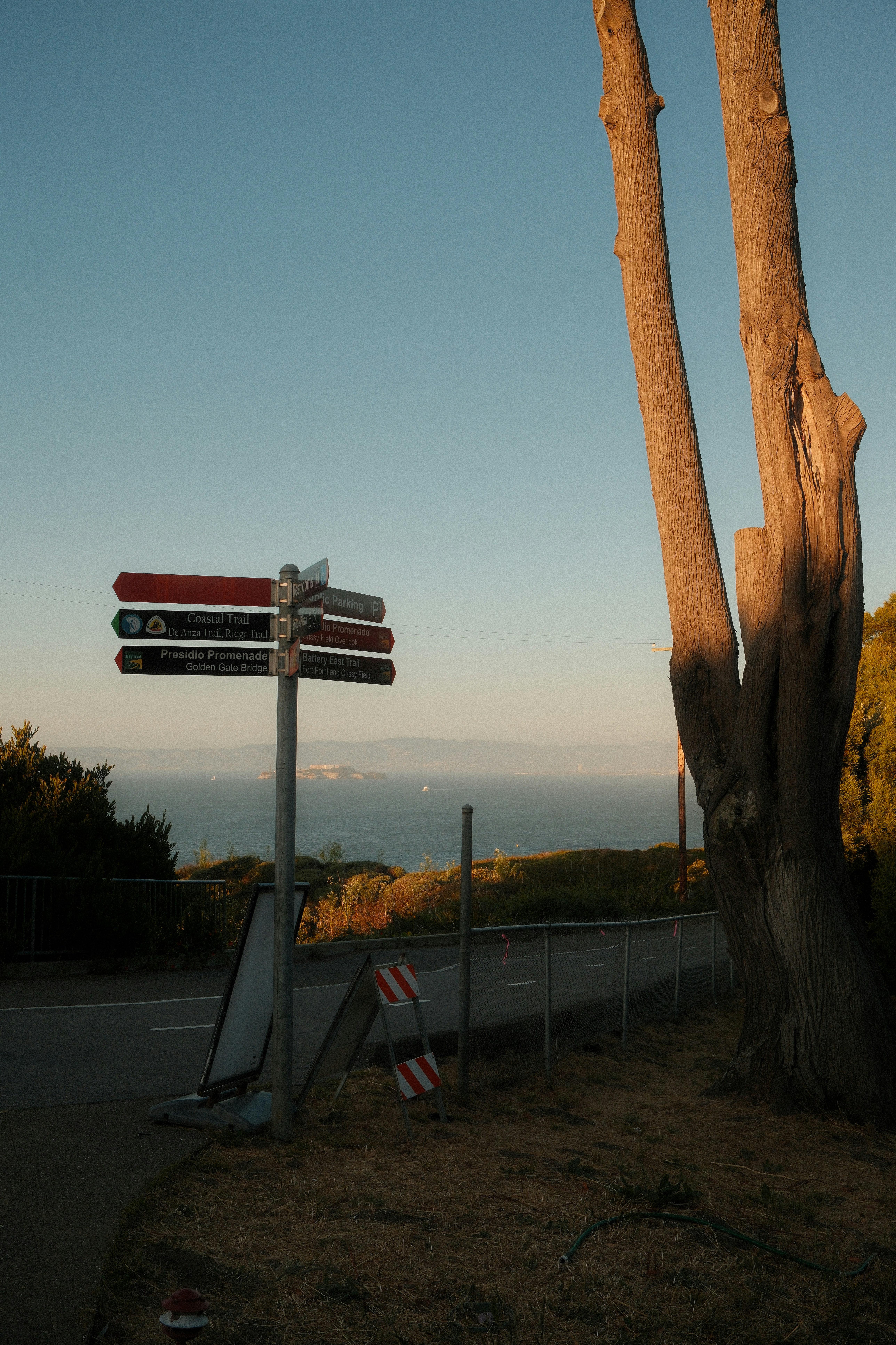 Coastal Signpost at Dusk
