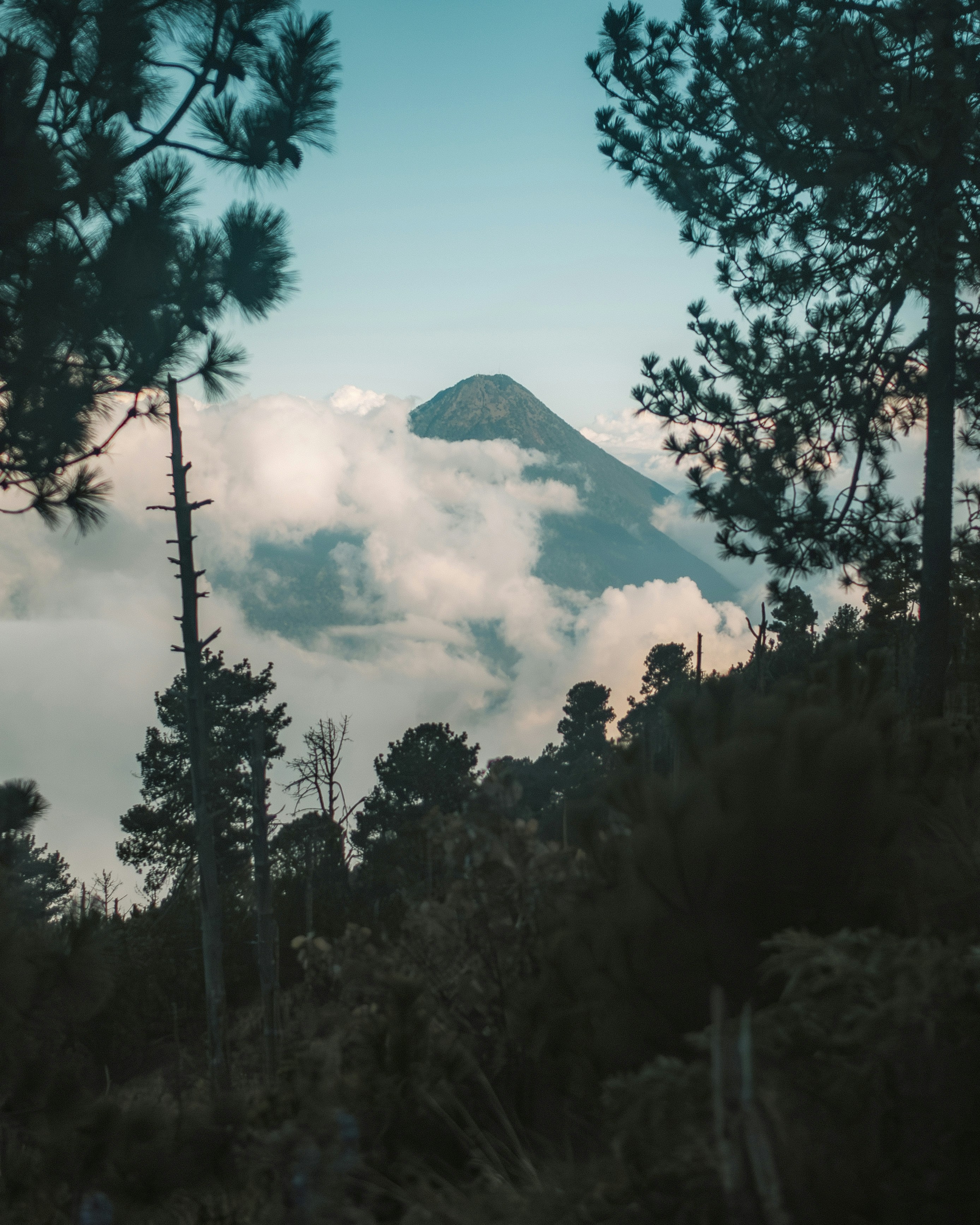 Mist Crowned Peak: Clouds Veil a Silent Summit