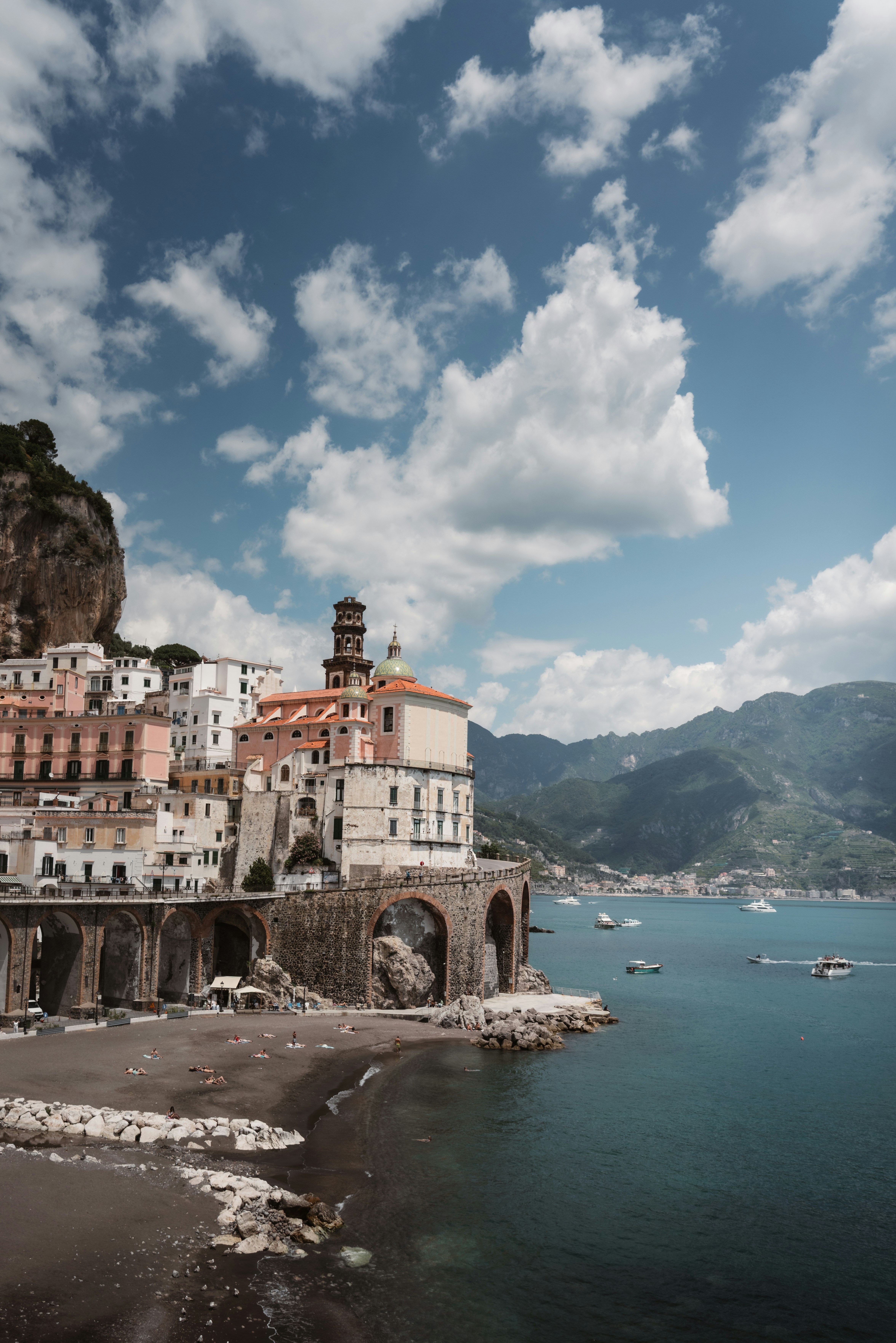 Clifftop Village Overlooking the Calm Italian Sea