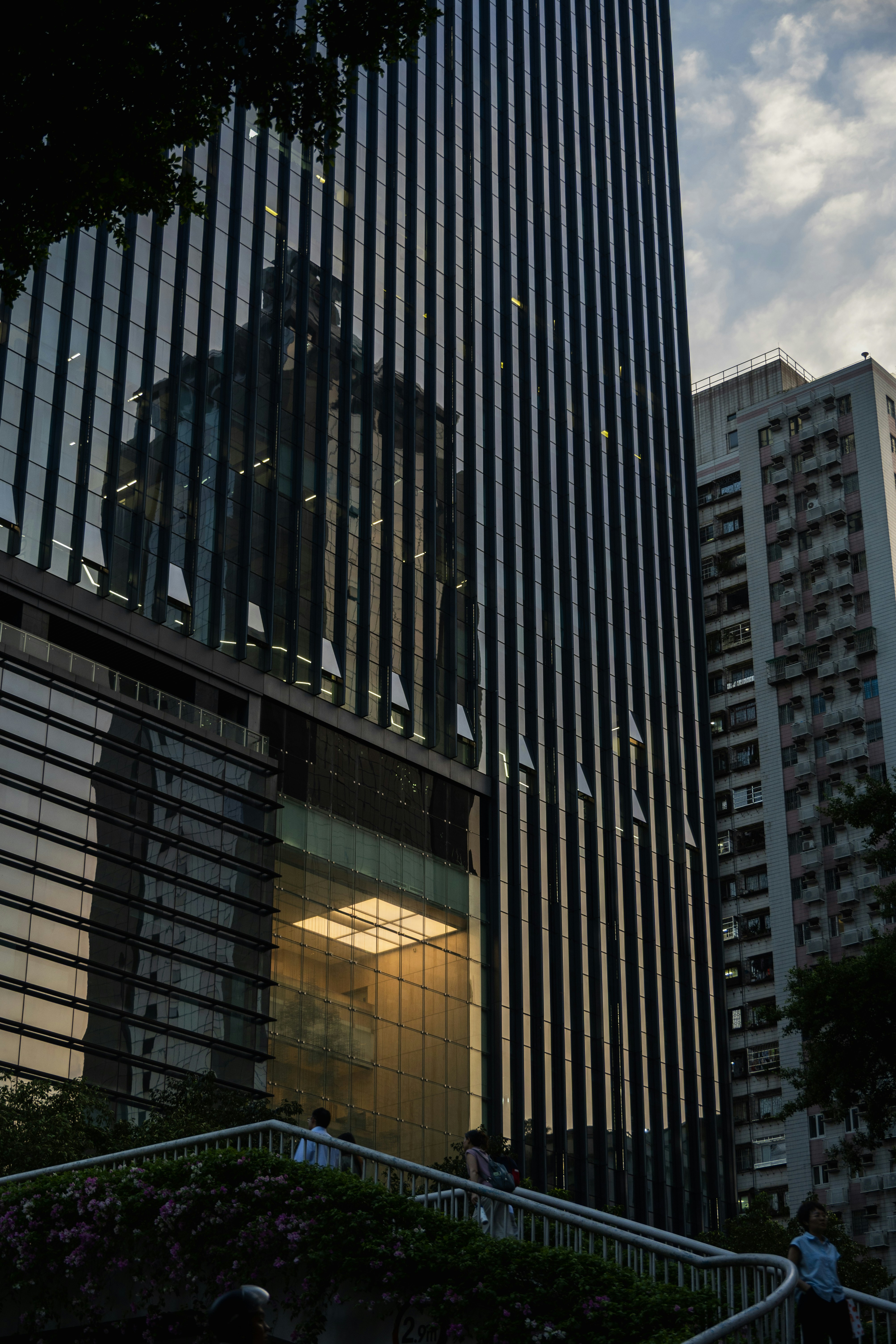 Glass and Shadow: A Skyscraper Face in Evening Light