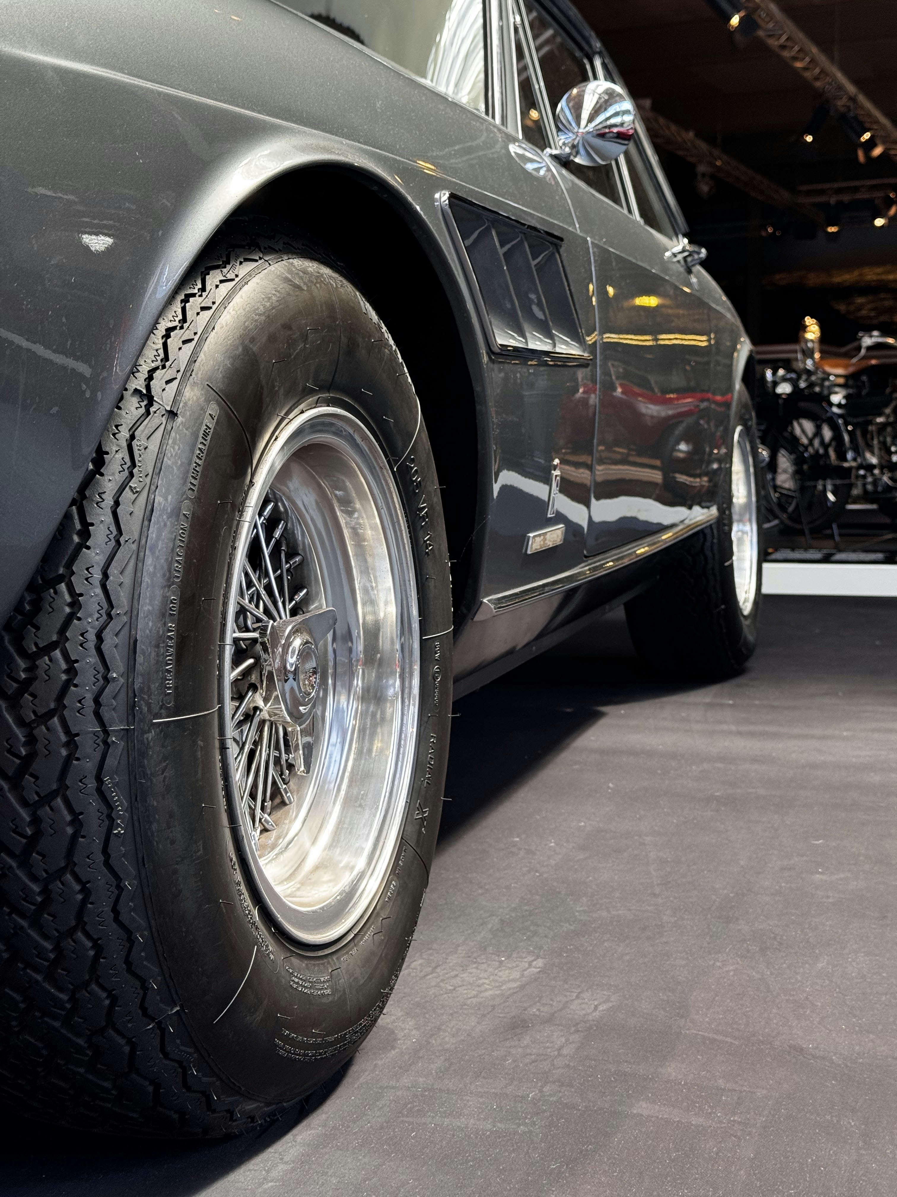 Low-Angle Glimpse of a Classic Muscle Car Wheel