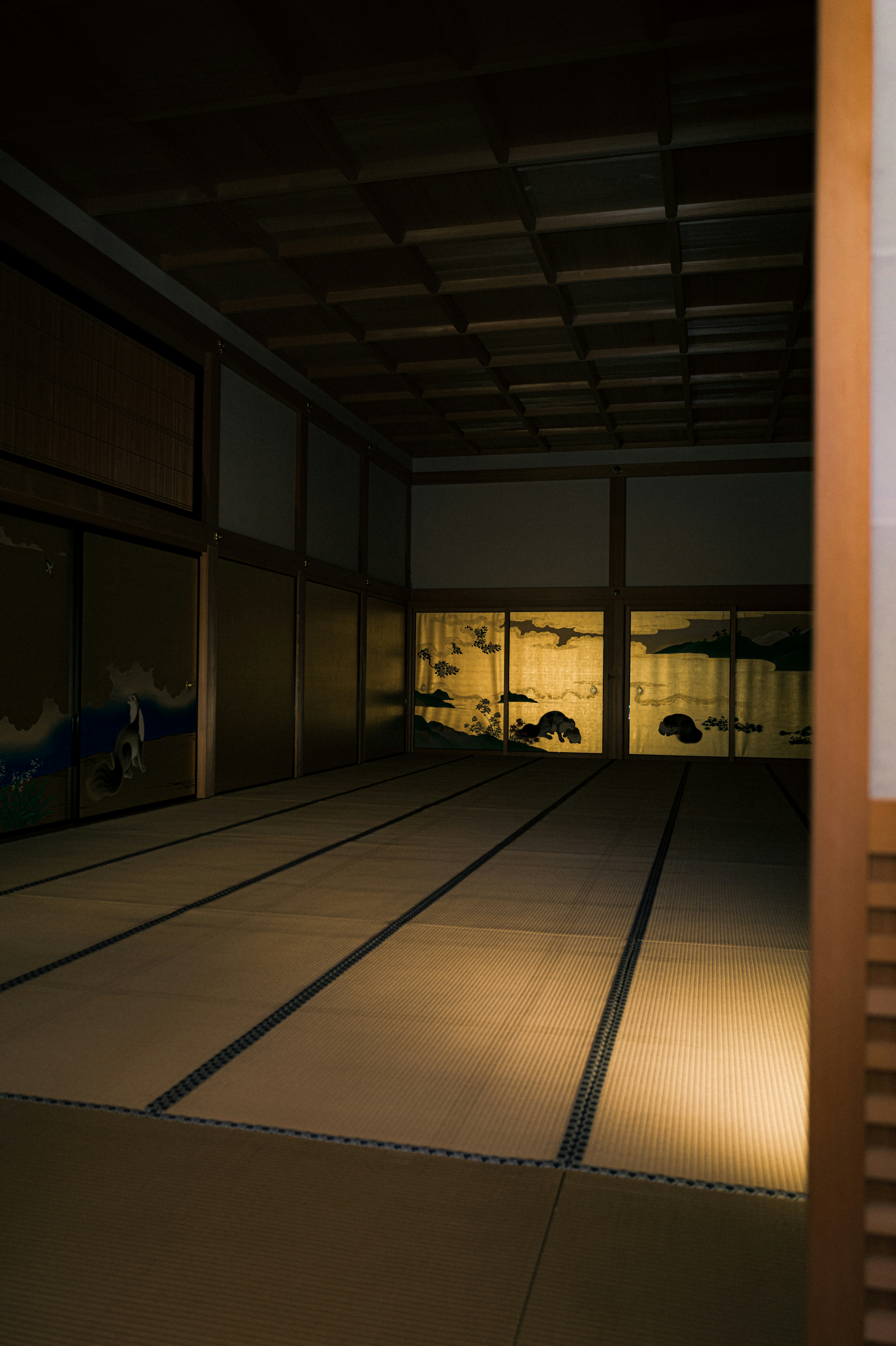 Softly Lit Silent Hall: A Traditional Japanese Room at Dusk