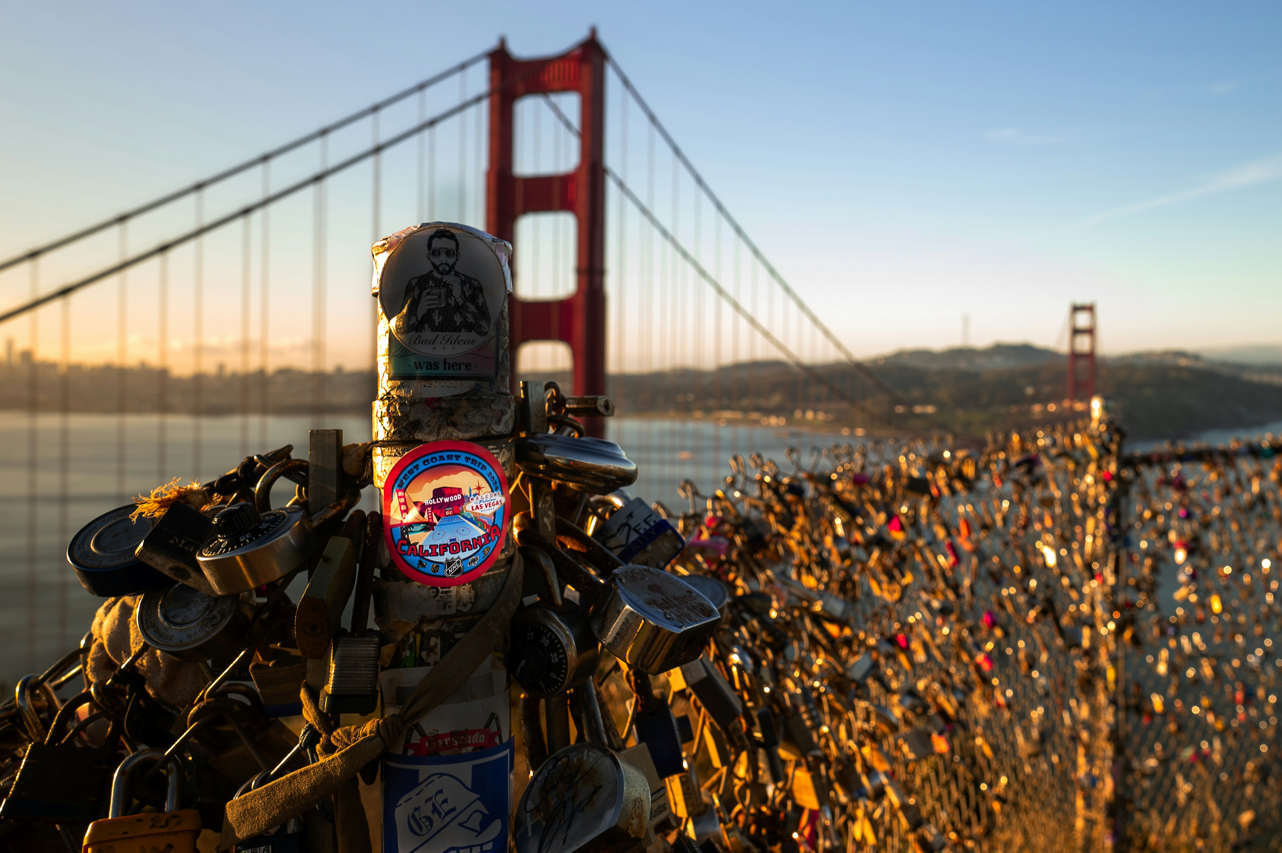 Locks and Lanterns: A Kiss of Golden Hour on the Golden Gate