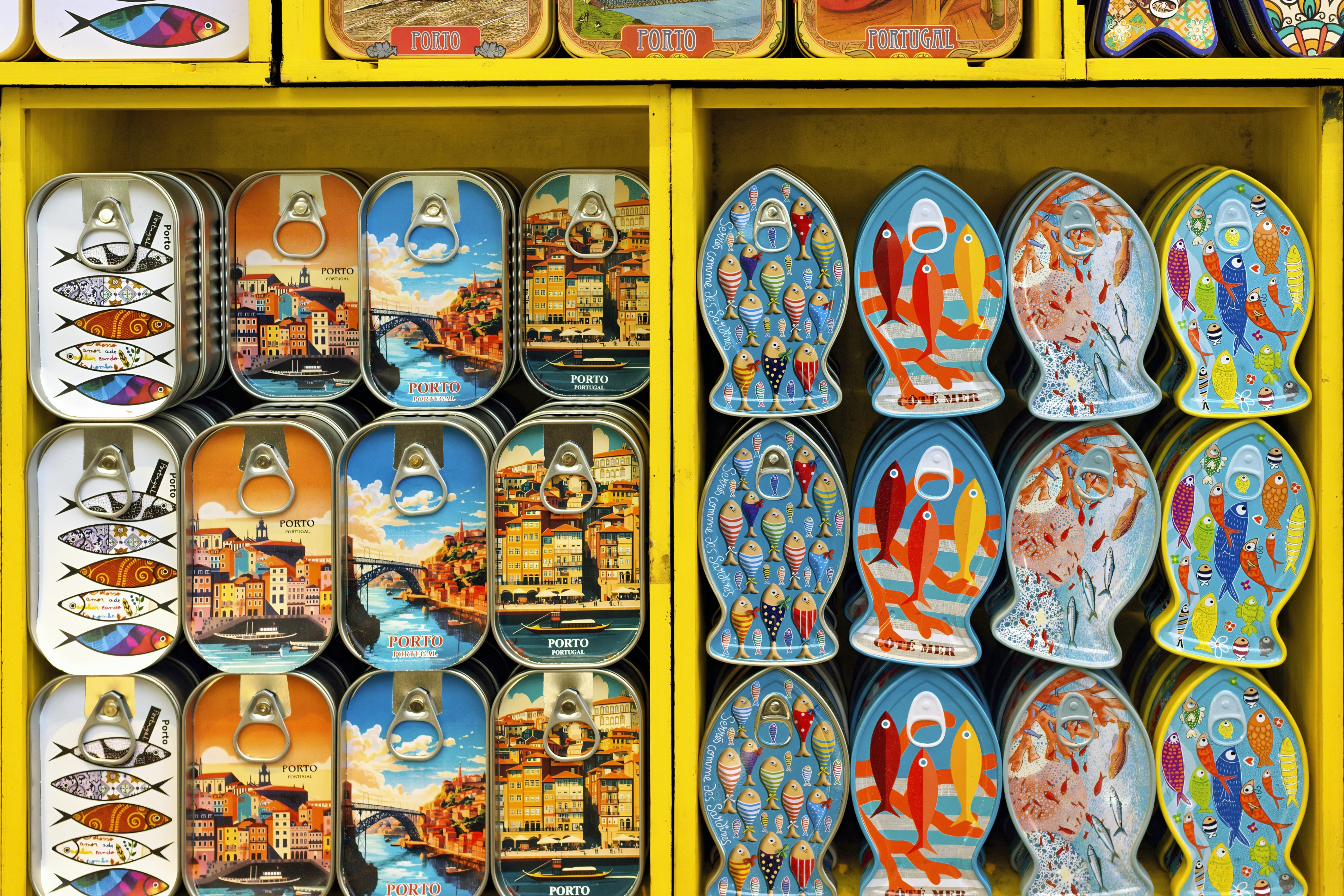Colorful Tin Can Montage: A Street Vendor’s Curated Miniatures