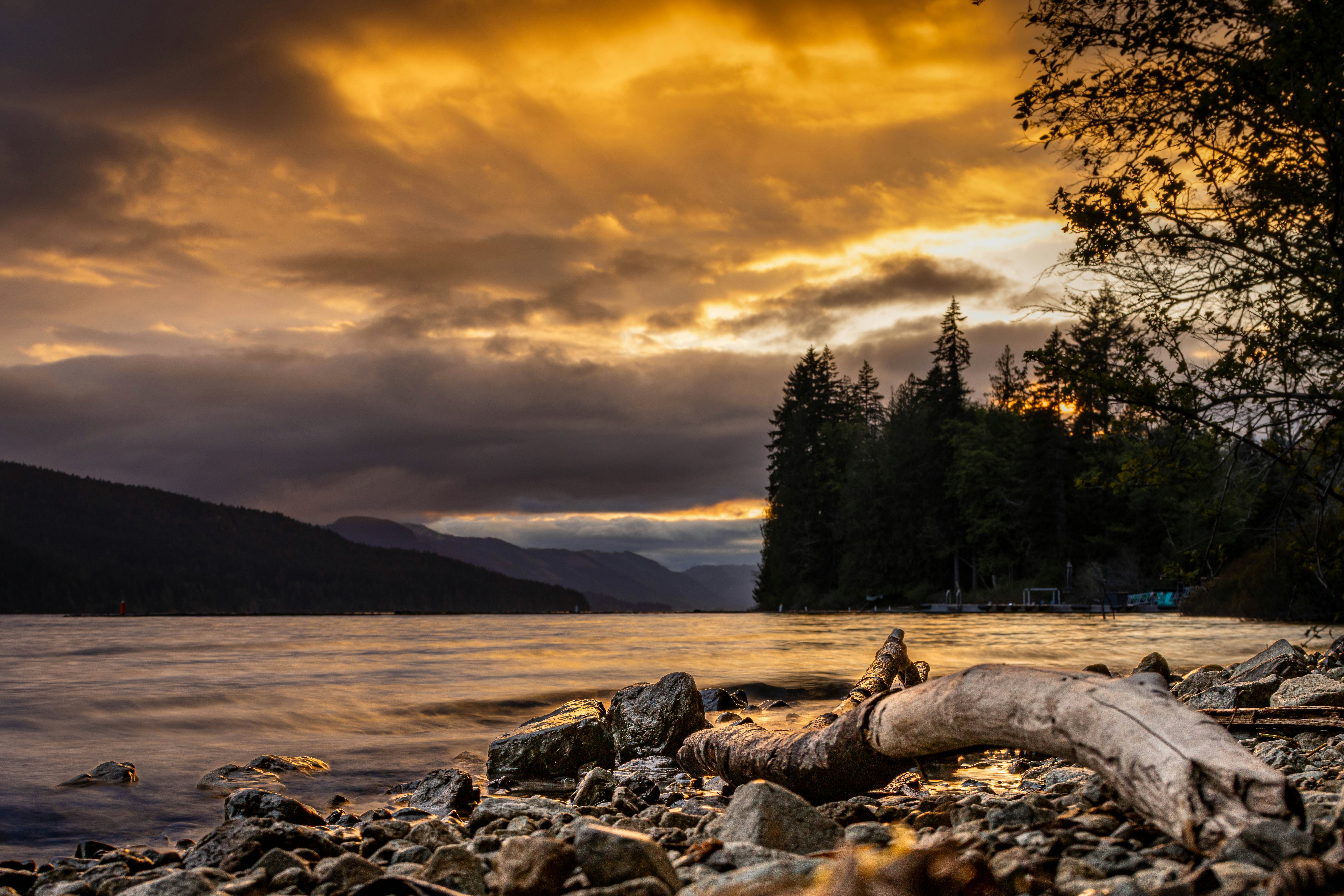 Sunset lake view from Youbou over Lake Cowichan.