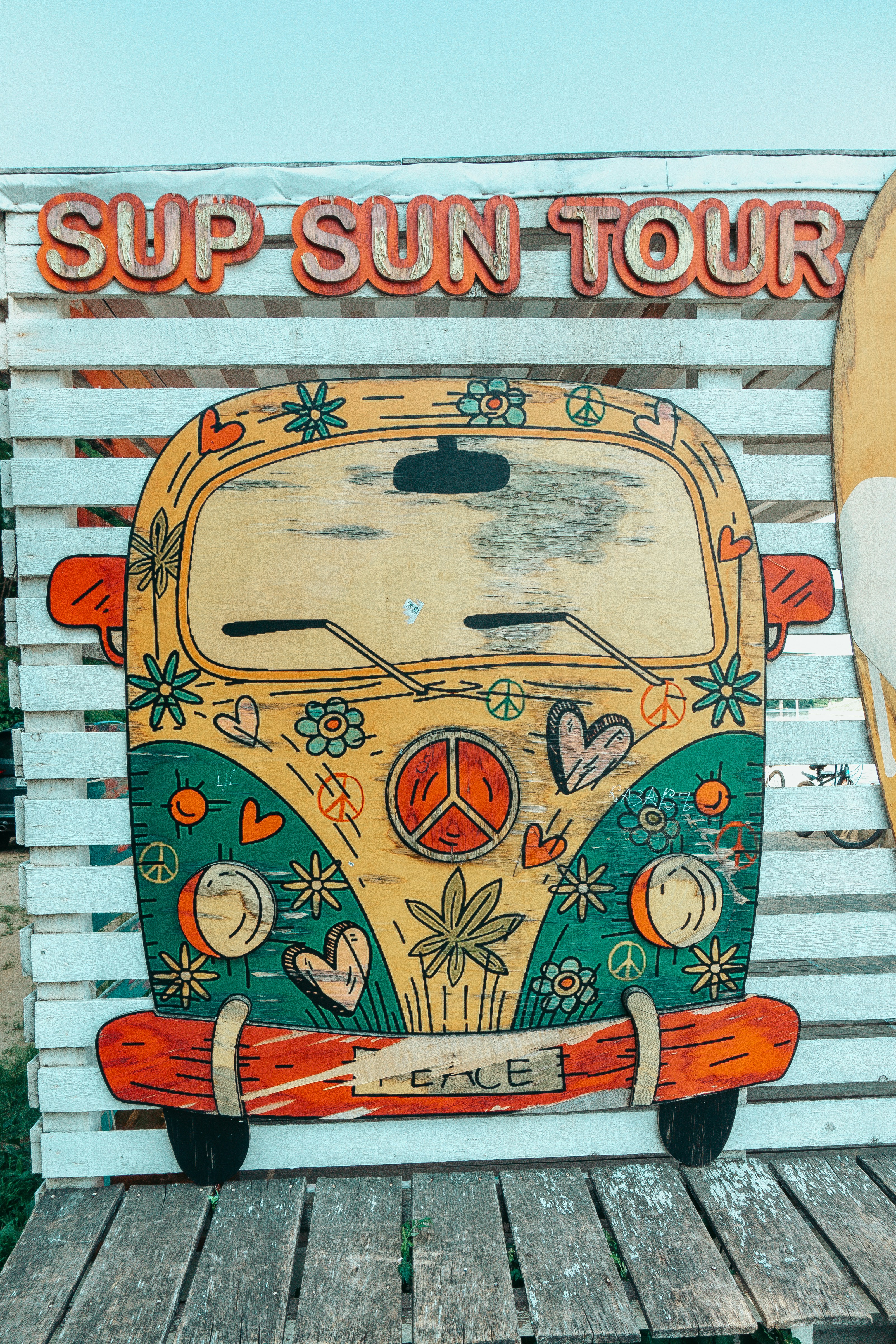 Colorful VW Bus Mural at Shoreline Boardwalk