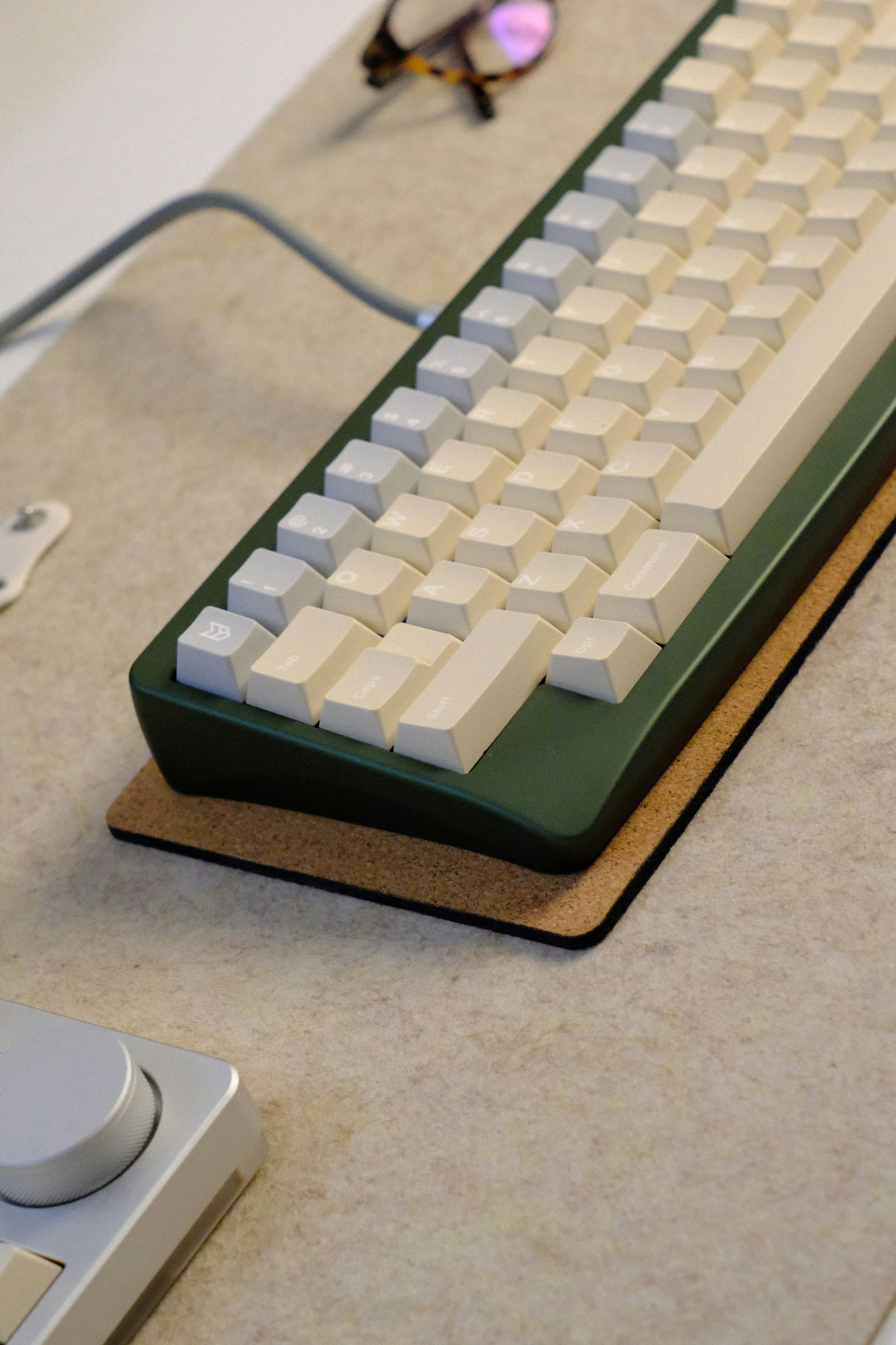 Retro Mechanical Keyboard on a Textured Desk