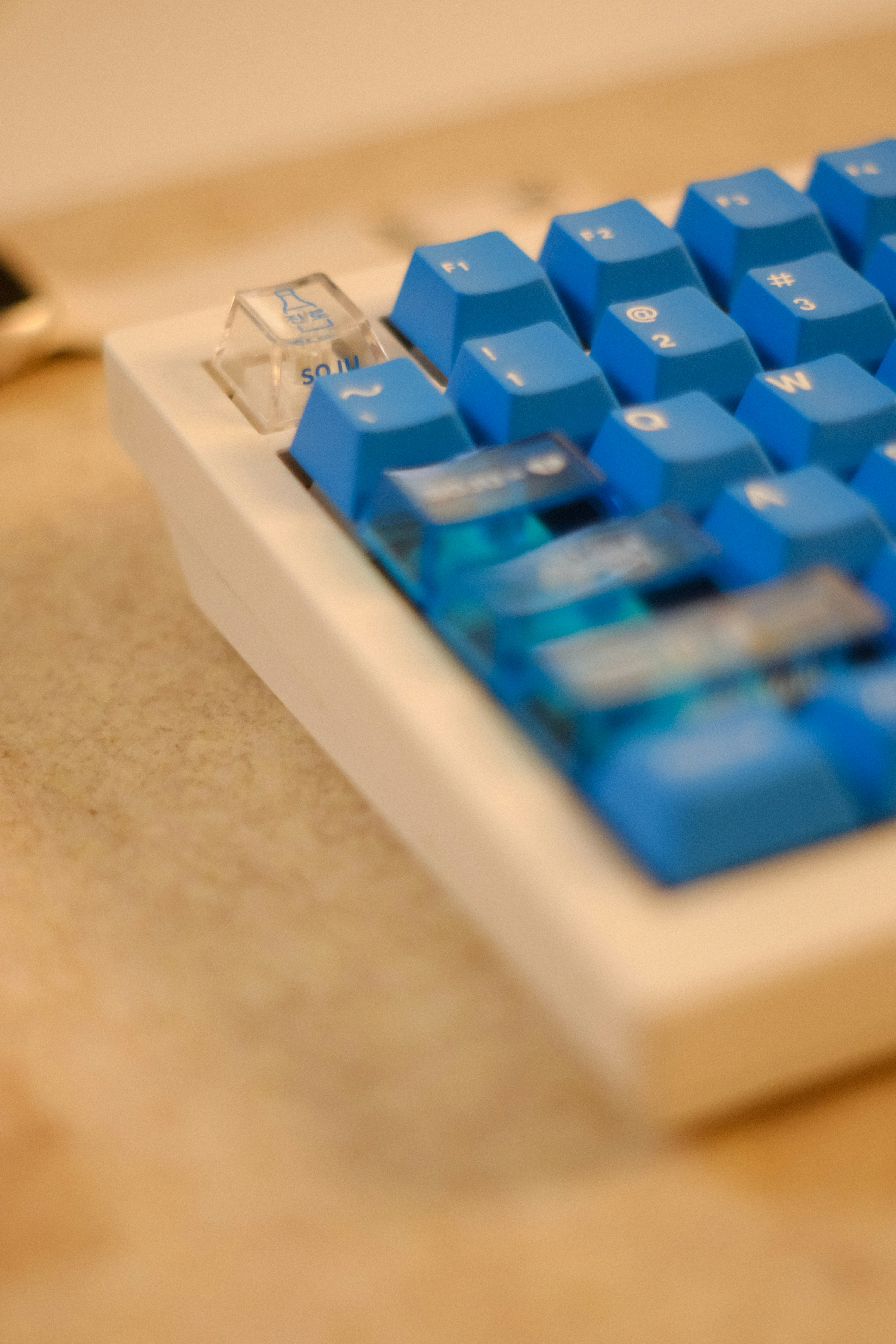 Blue Keycap Close-Up: A Mechanical Keyboard in Focus