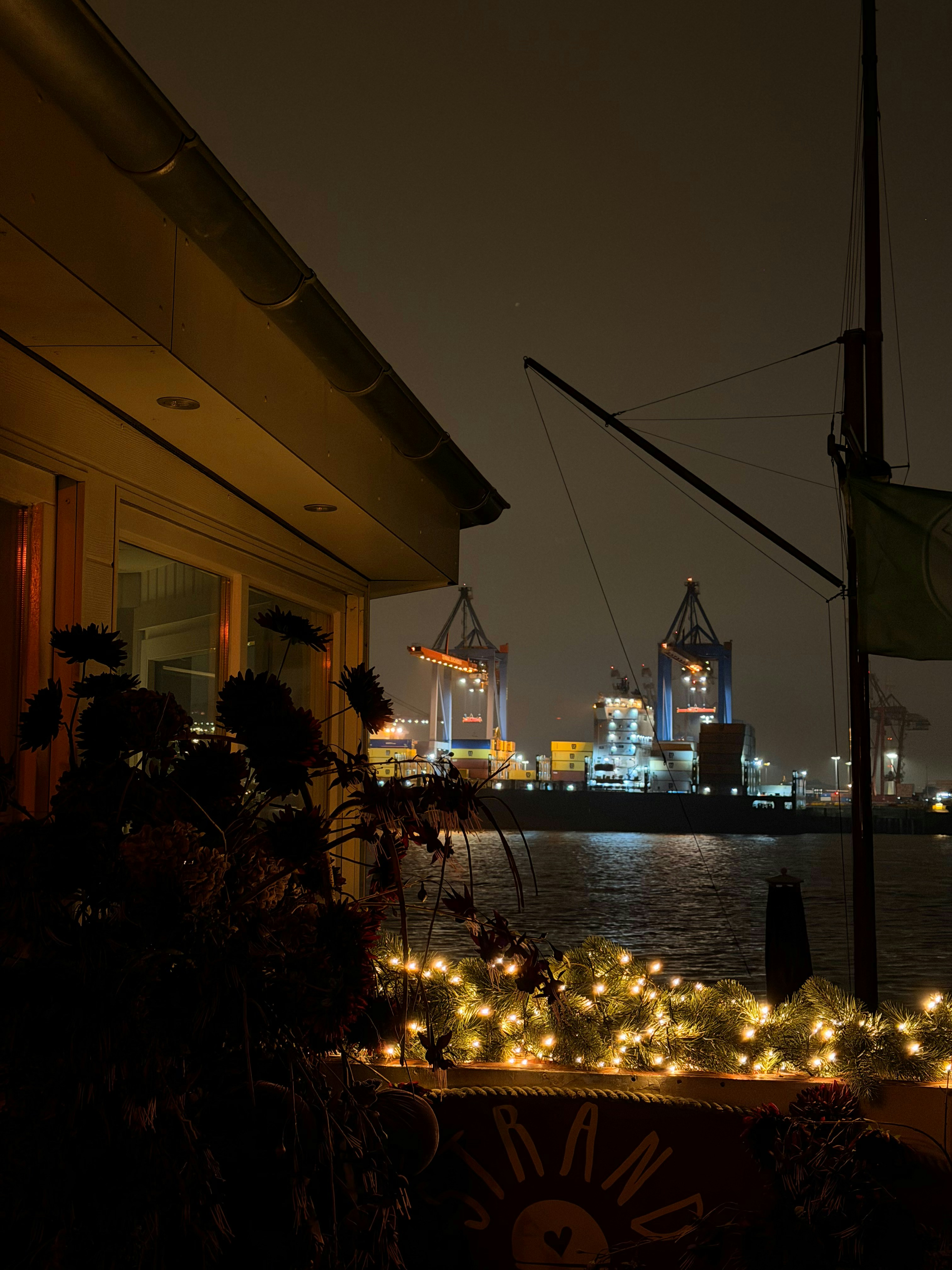 Harbor Night Between Glow and Crane Lights