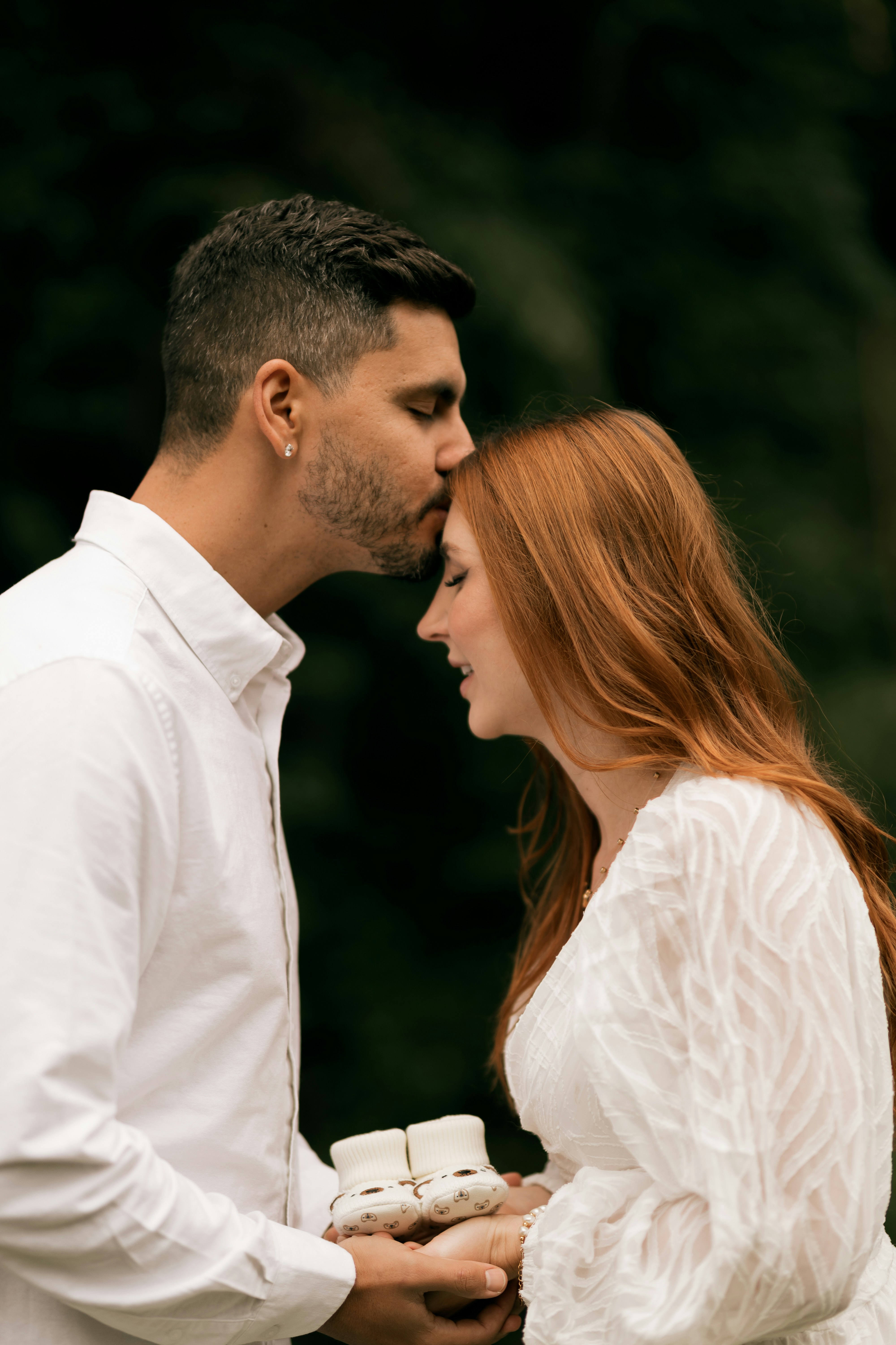 Whispered Moment: Gentle Kiss in Soft Evening Light