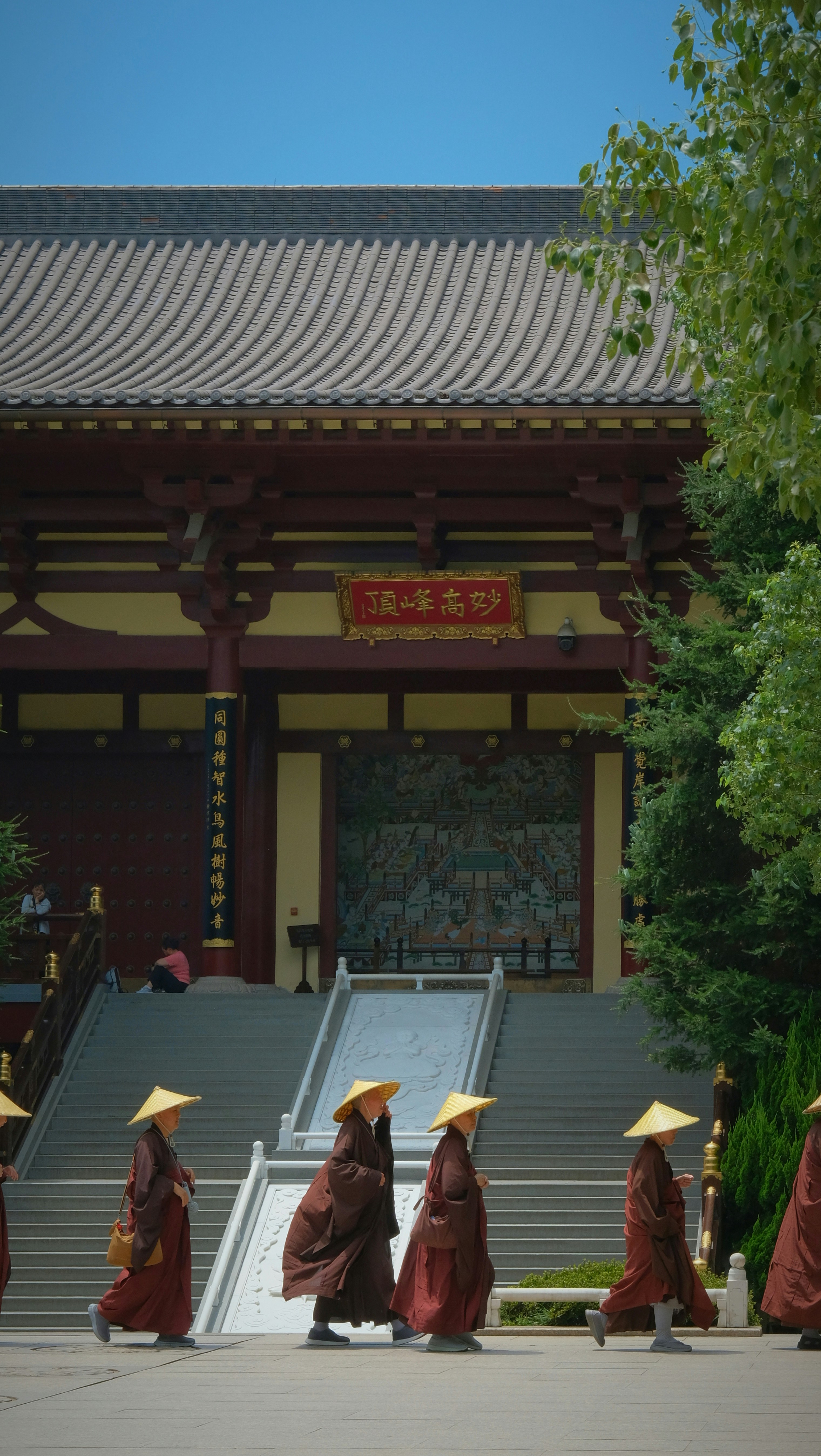Monastic Procession Down the Temple Forecourt