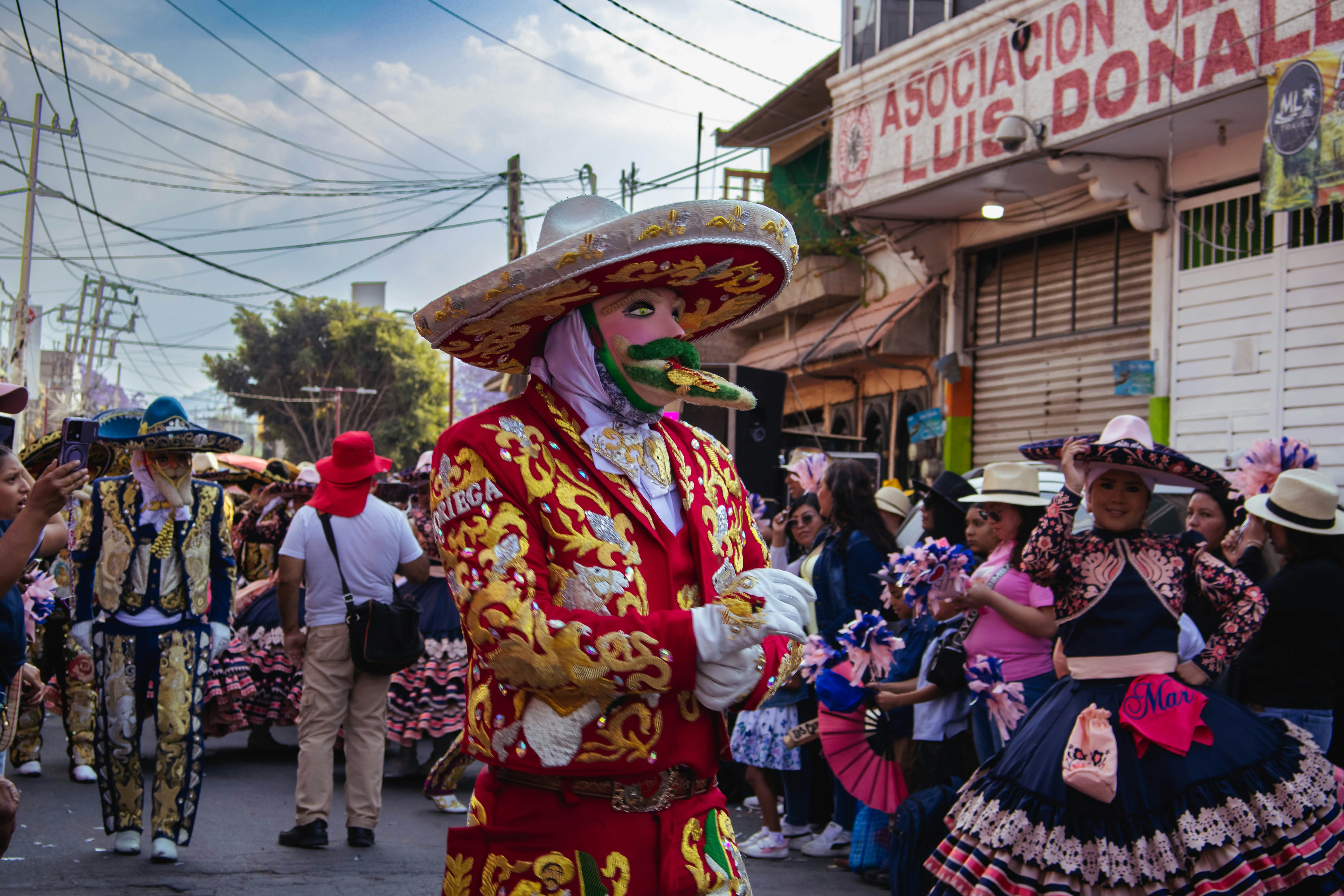 Carnival Suitor in Colorful Fringed Parade