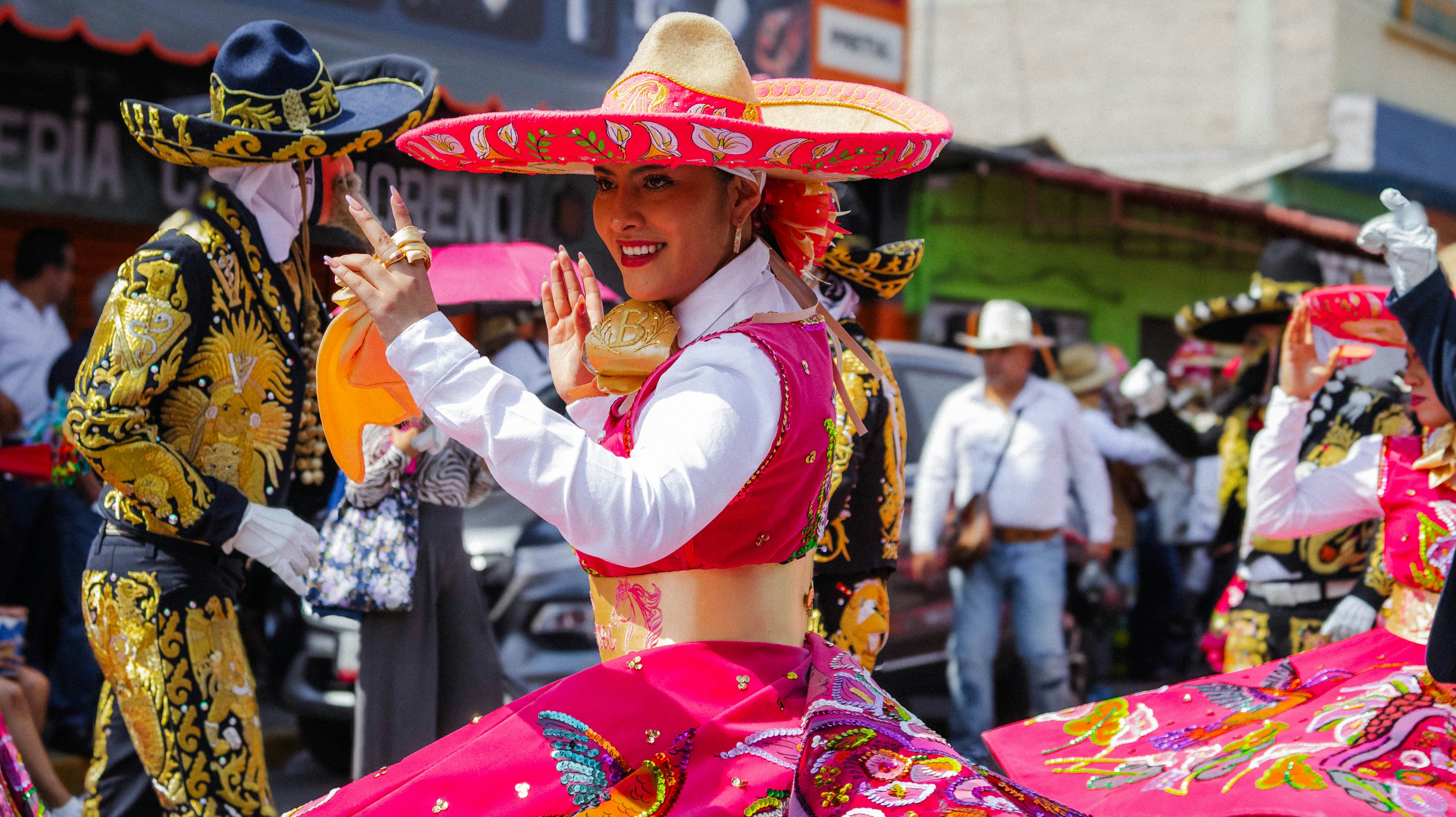 Colorful Fiesta: A Luminosity of Dance Under Wide Hats