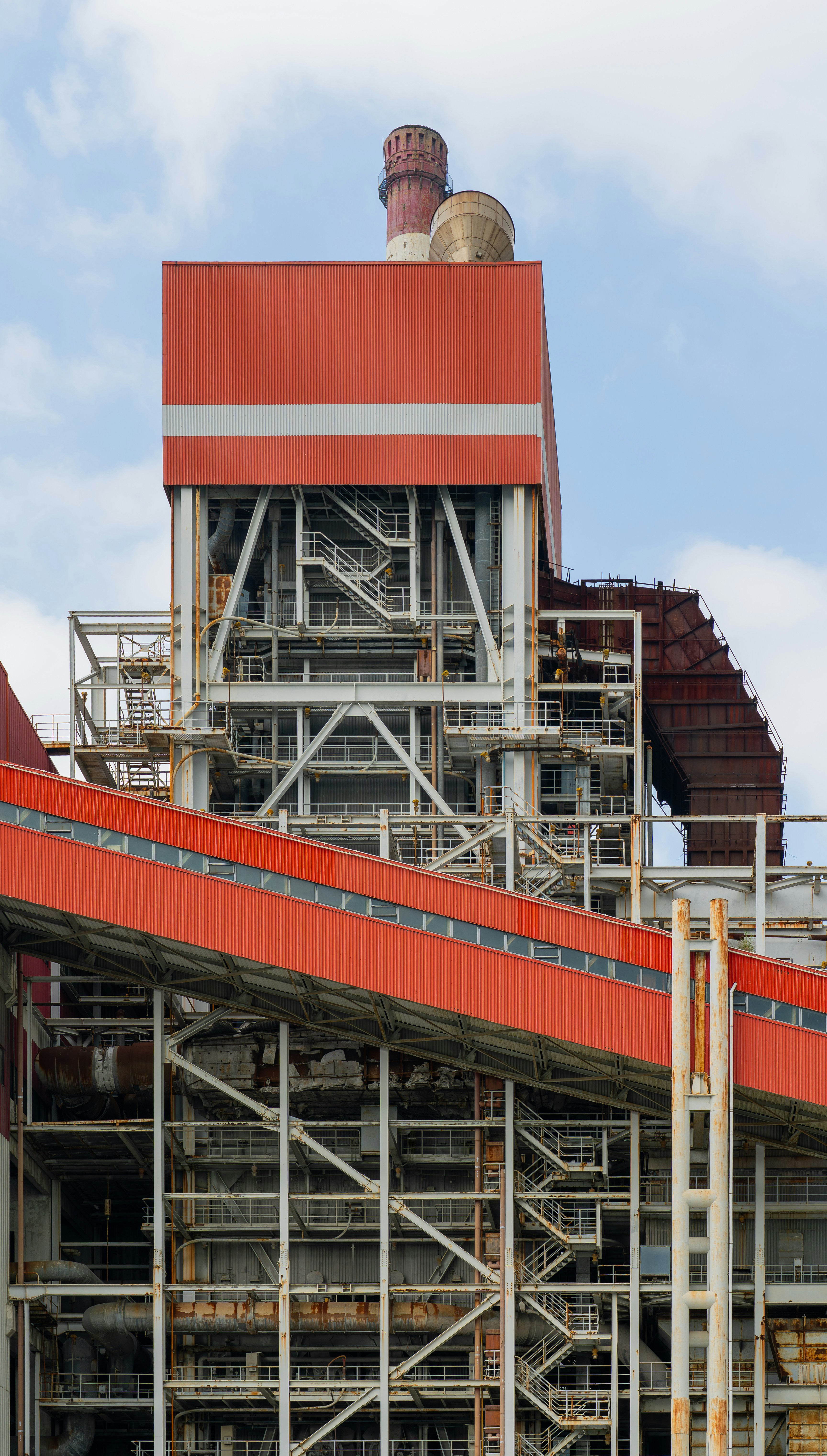 Industrial Tower of Red Ridges and Steel Lattice