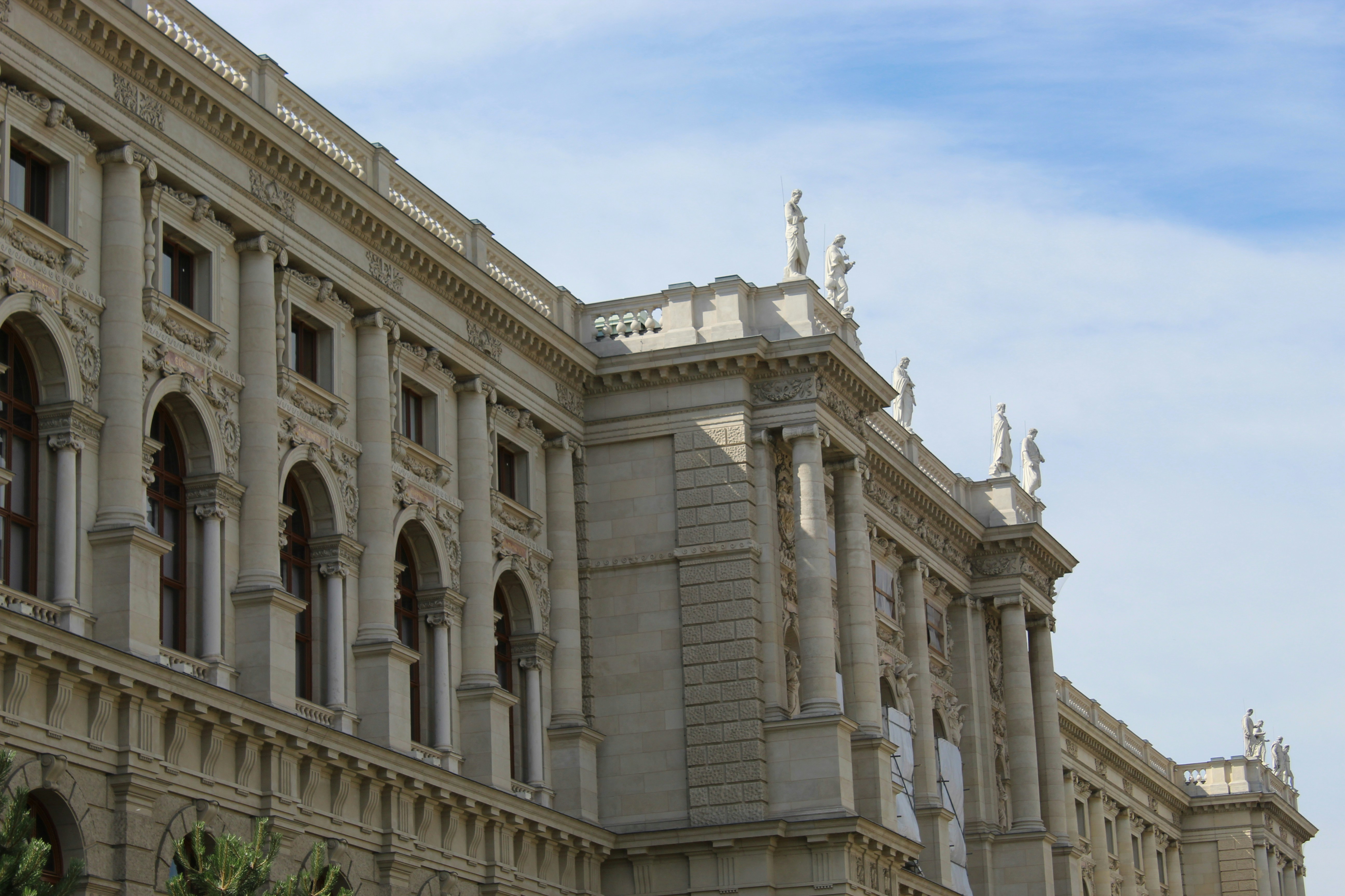 Ornate Classical Facade Reaching Toward a Clear Sky