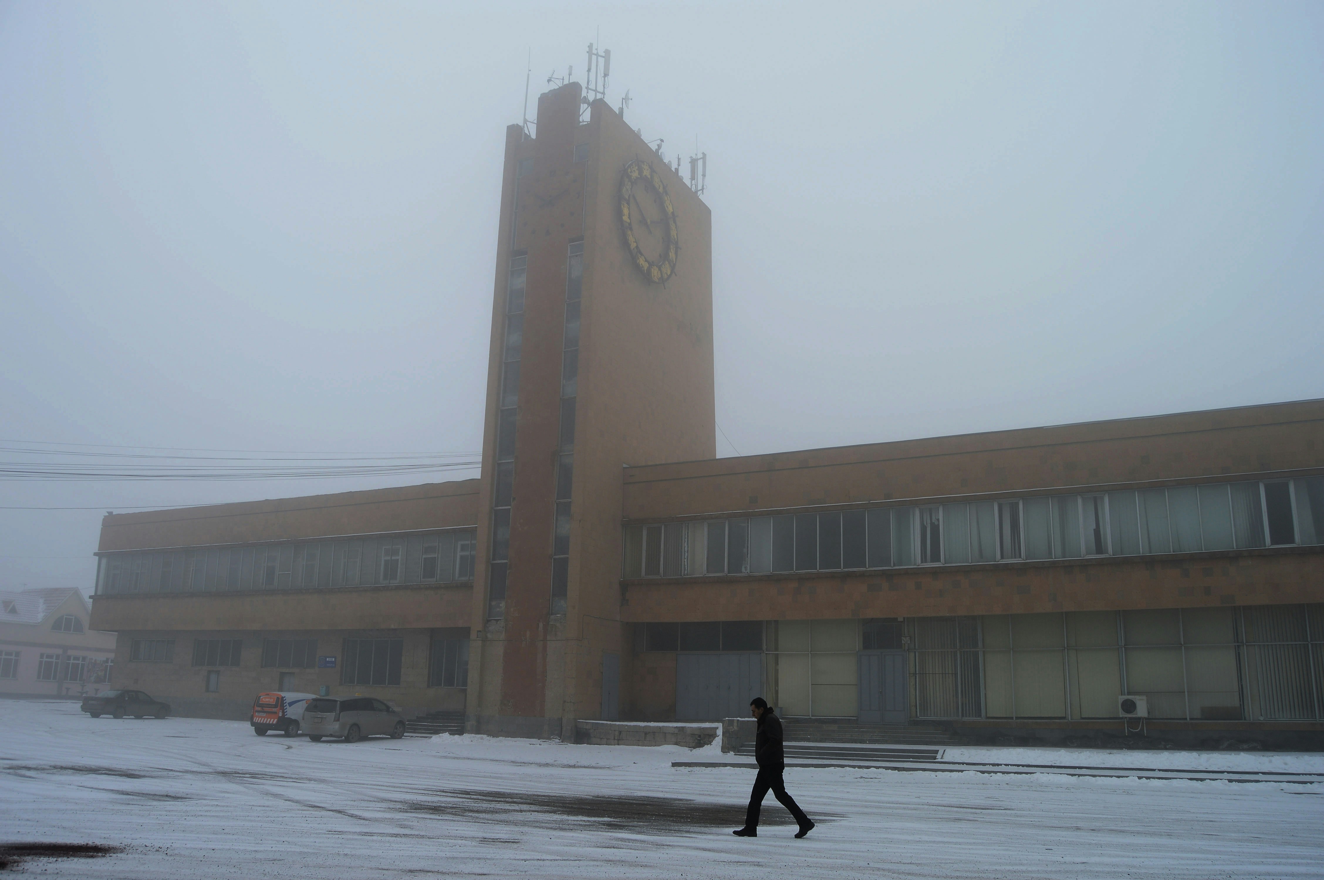 Clocktower Campus in Winter Haze