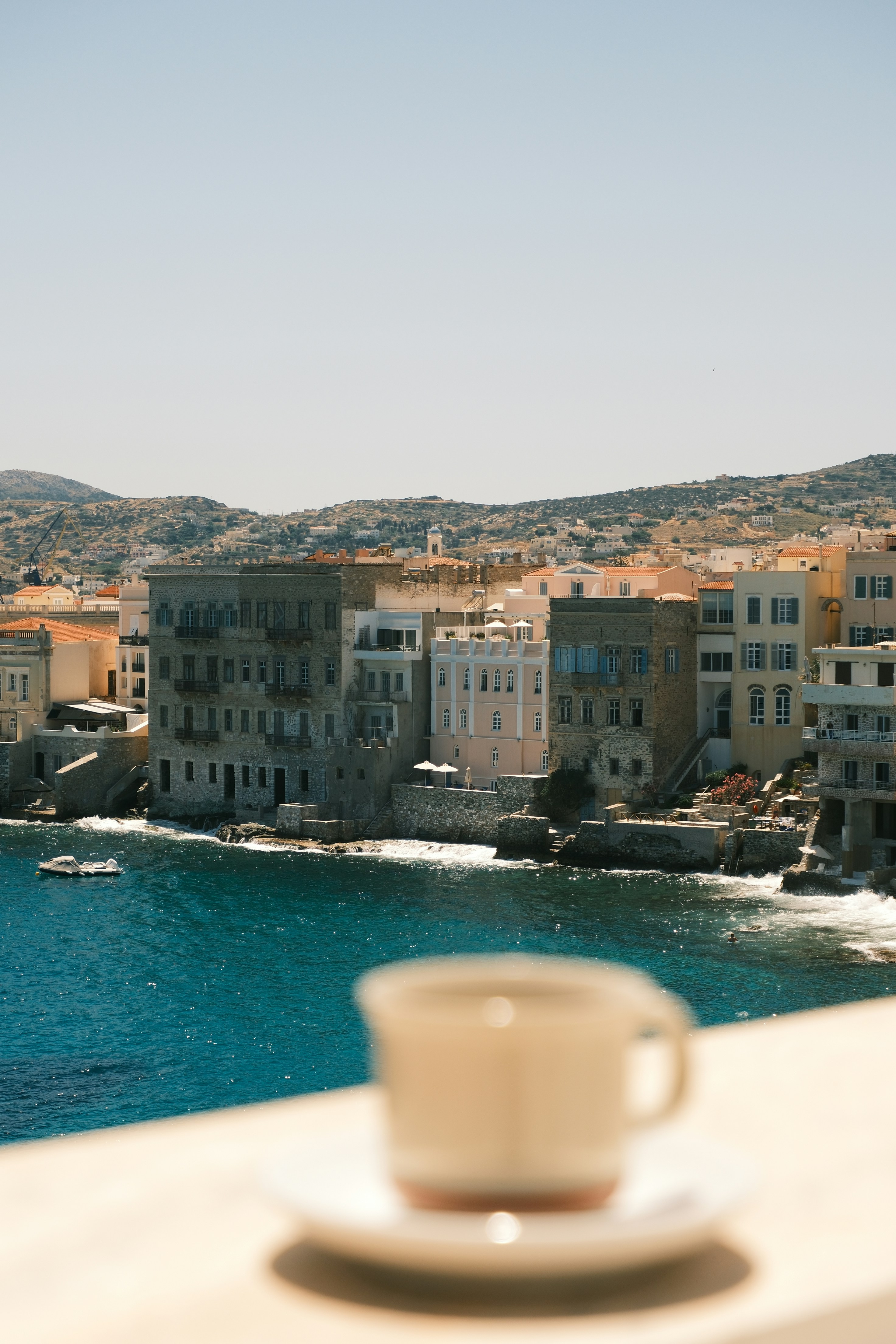 Seaside Terrace: A Quiet Moment with the Town Beyond