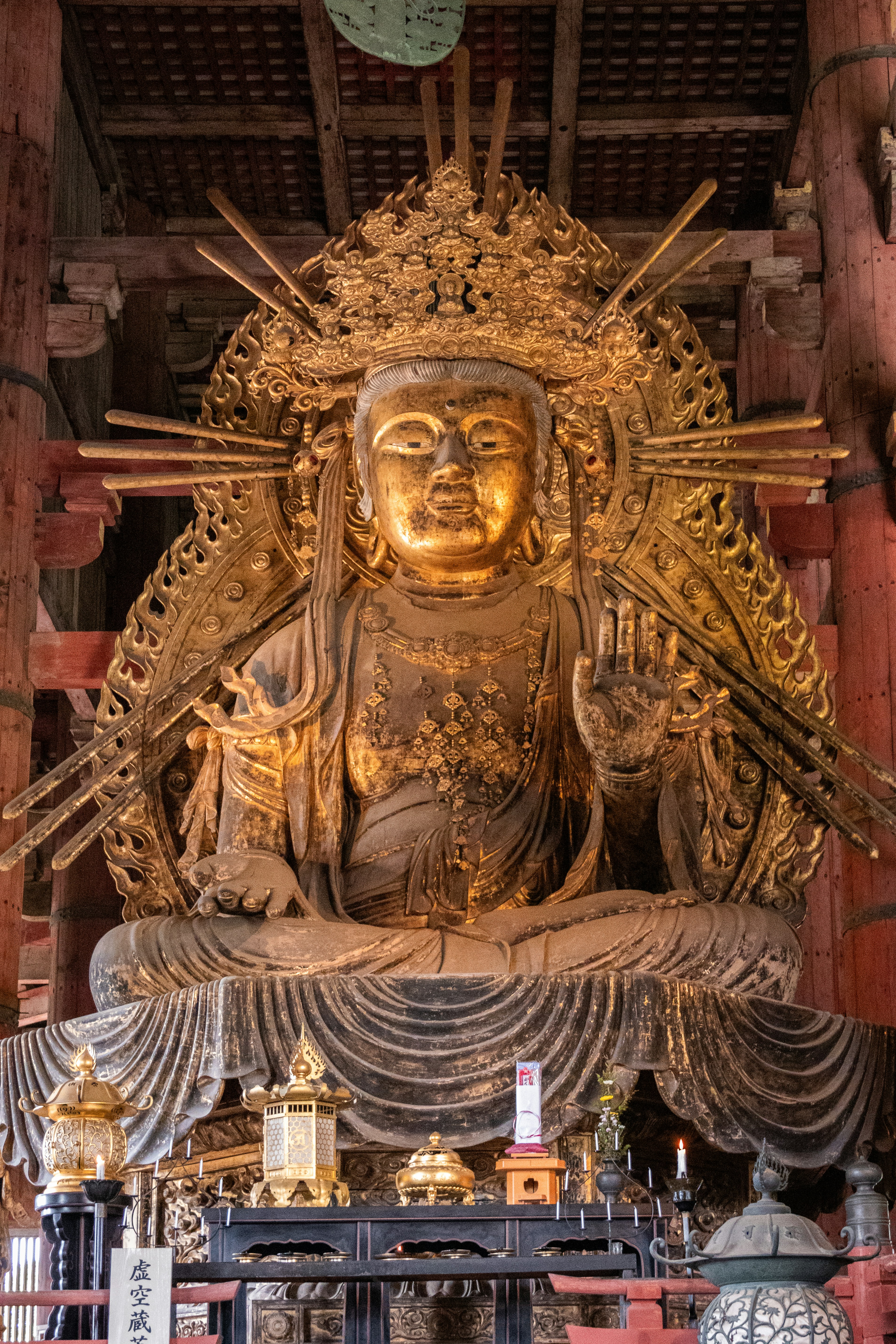 Golden Bodhisattva Emergence: A Sacred Statue within Dim Temple Halls