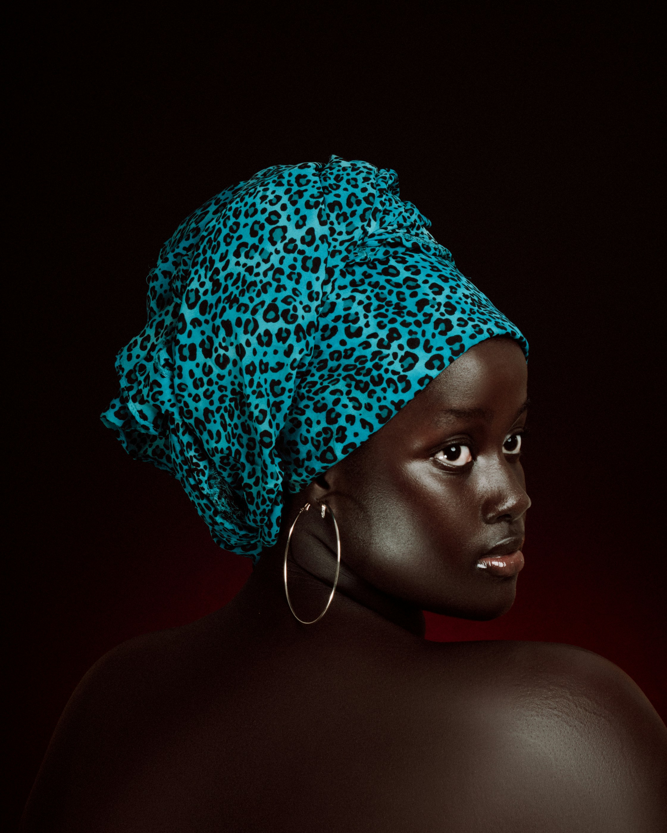 Turquoise Leopard Turban Against a Velvet Night