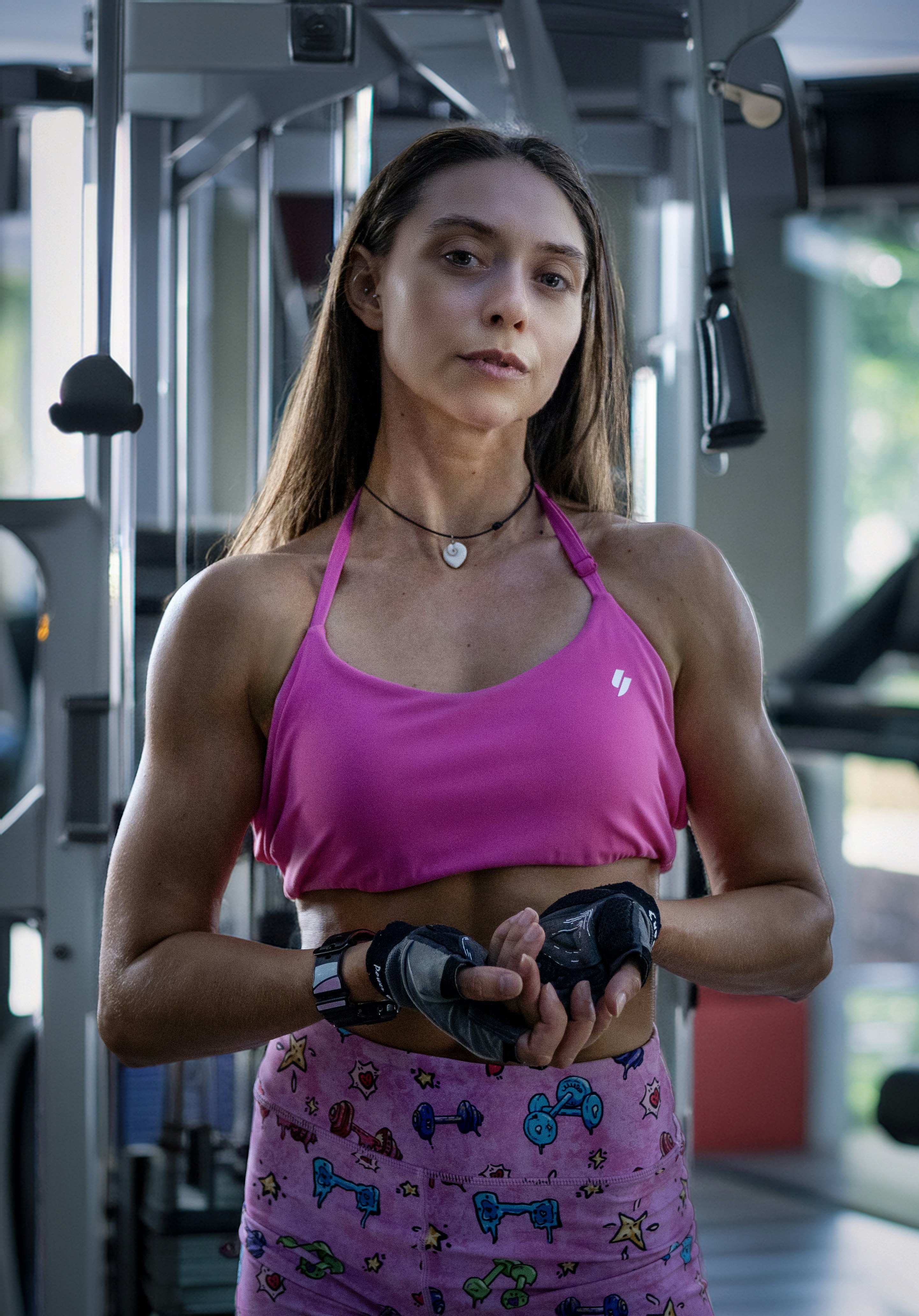 Gym Portrait: Focused Athlete in a Neon Pink Studio