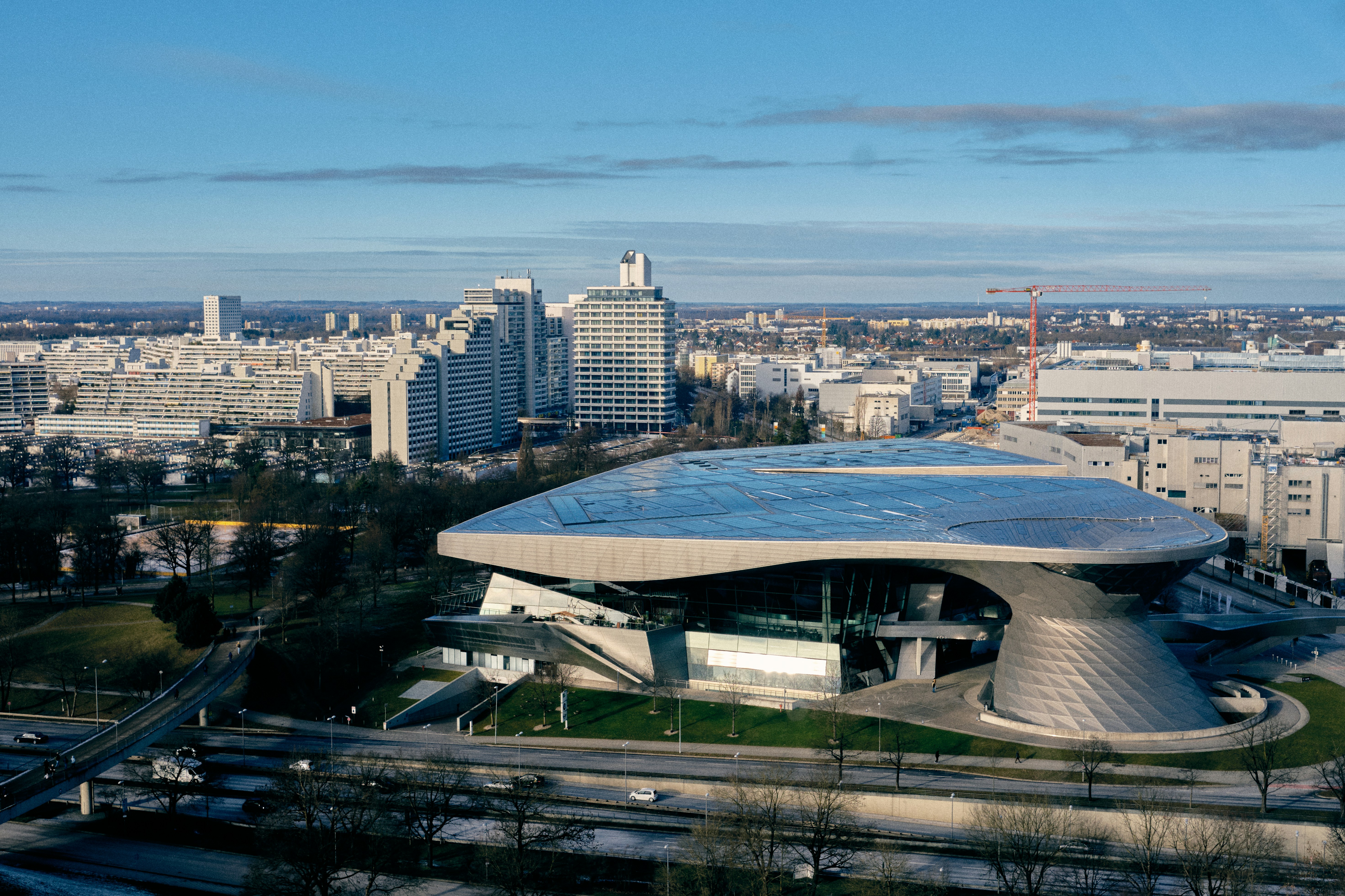 City Hall of Light: Aerial View of a Modern Civic Icon at Dusk