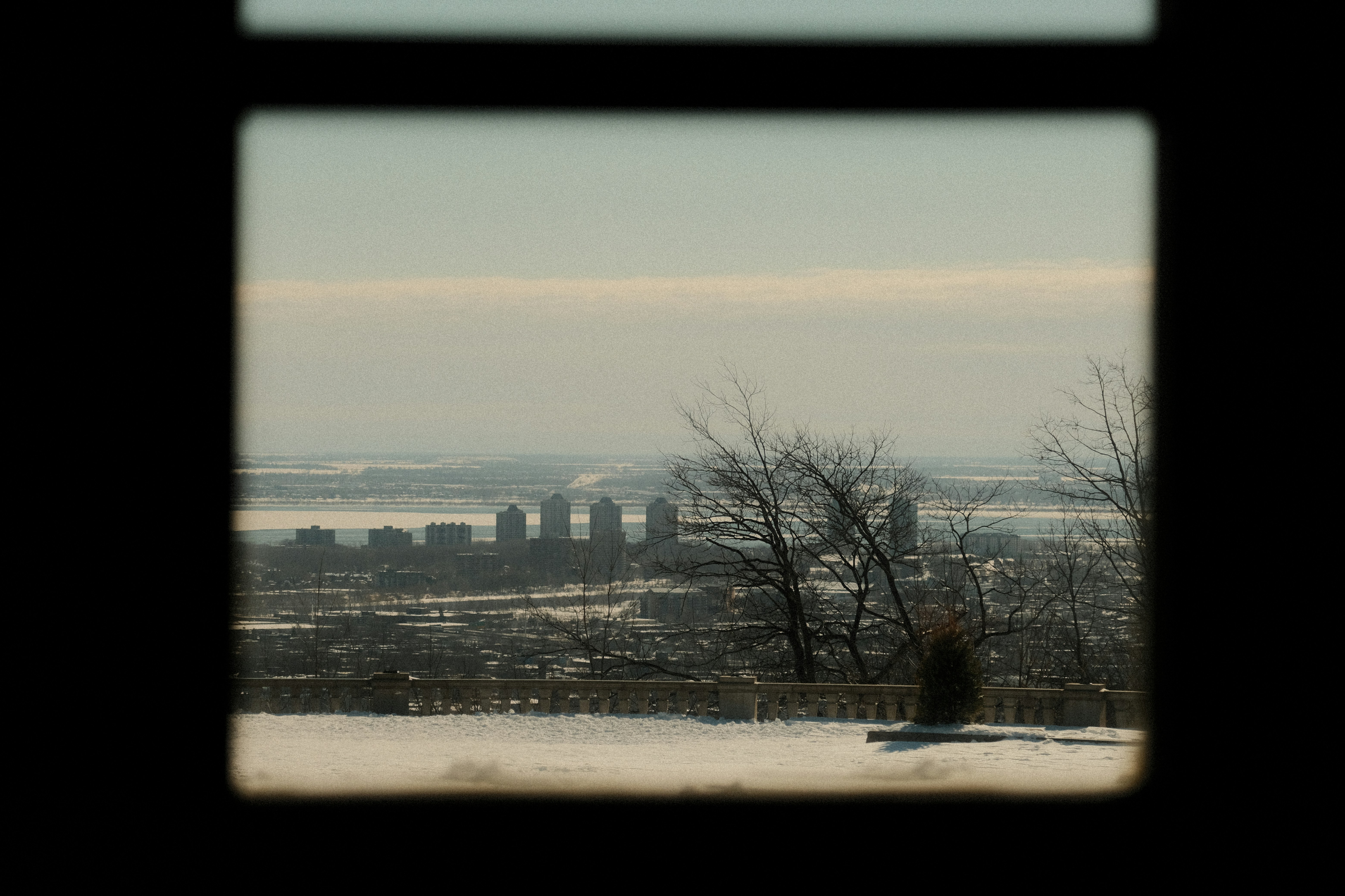 Snow-Blanketed Horizon Framed by a Film Strip
