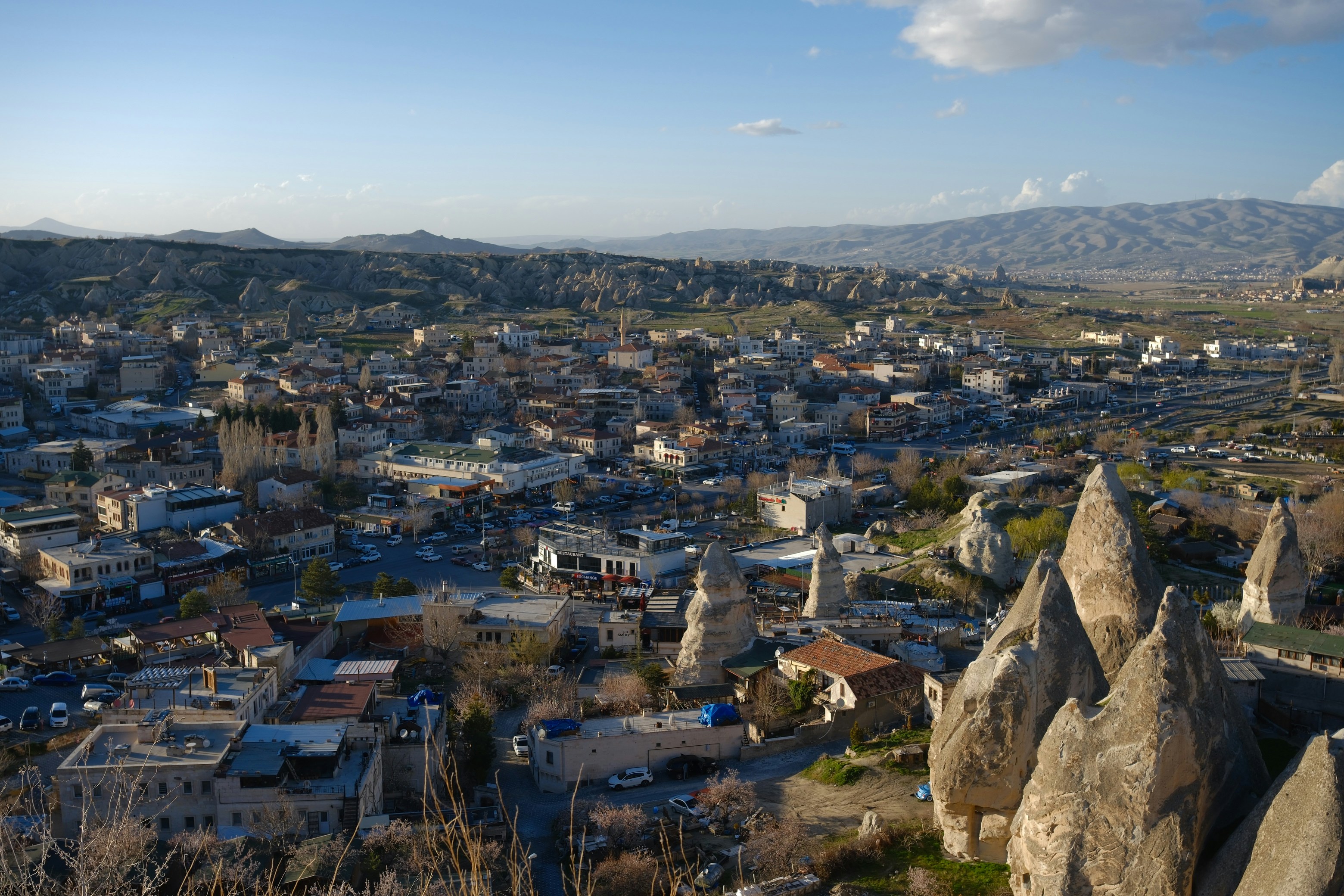 Rock Formations and a Quiet Town: A Drone’s-Eye View at Golden Hour
