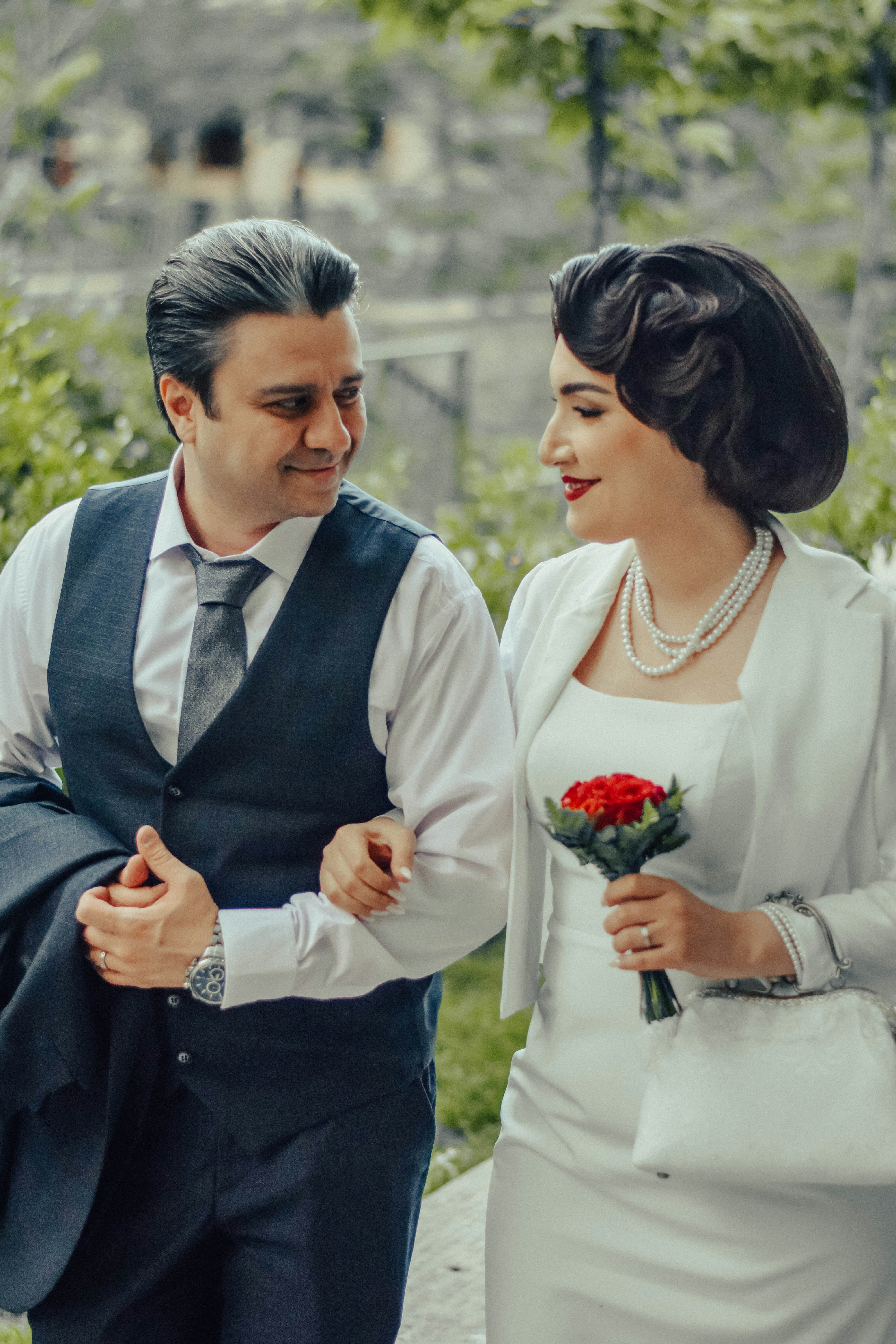 Elegant Union: A Bride and Groom Share a Quiet Moment