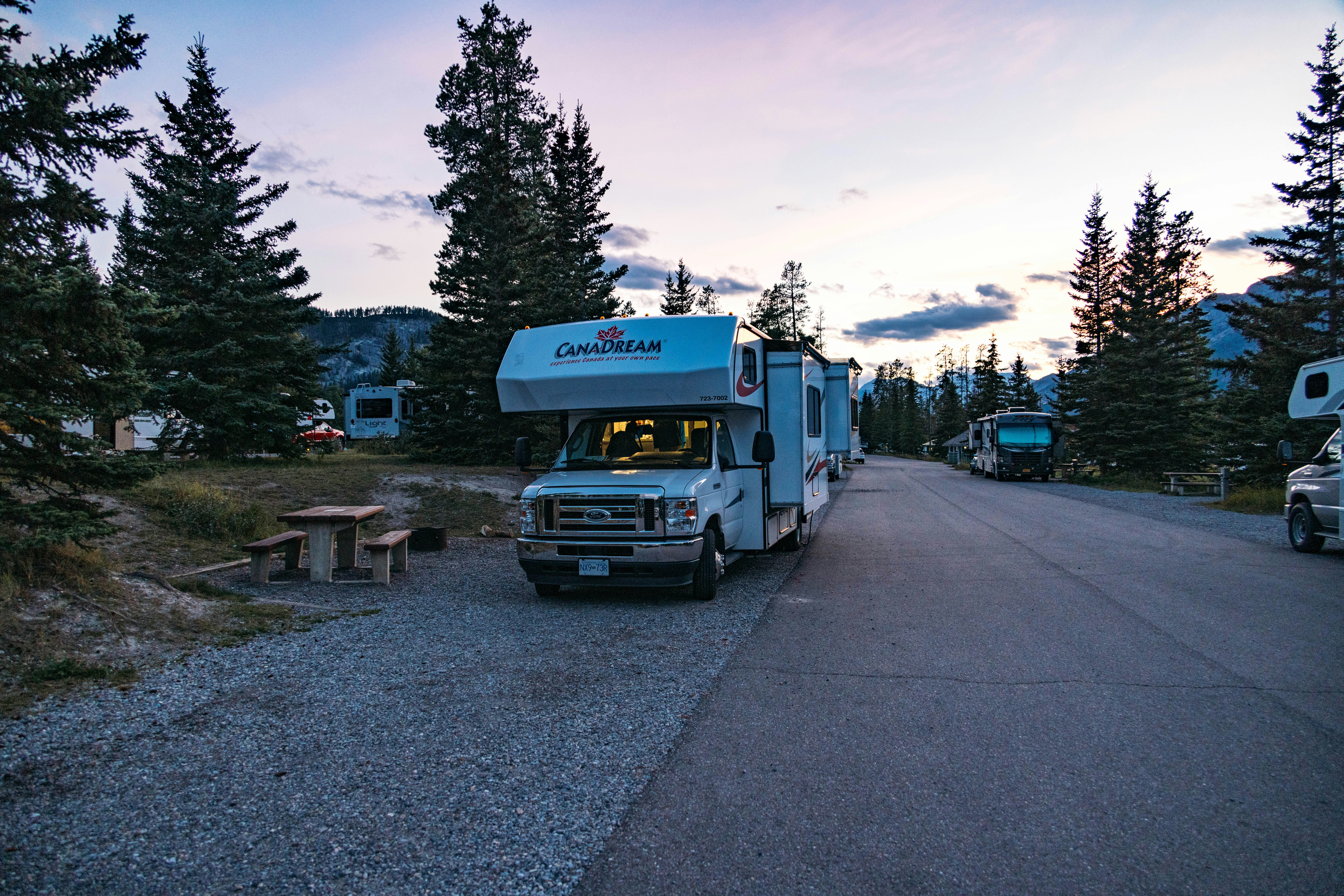 RV Row at Sundown: A Quiet Campground Boulevard