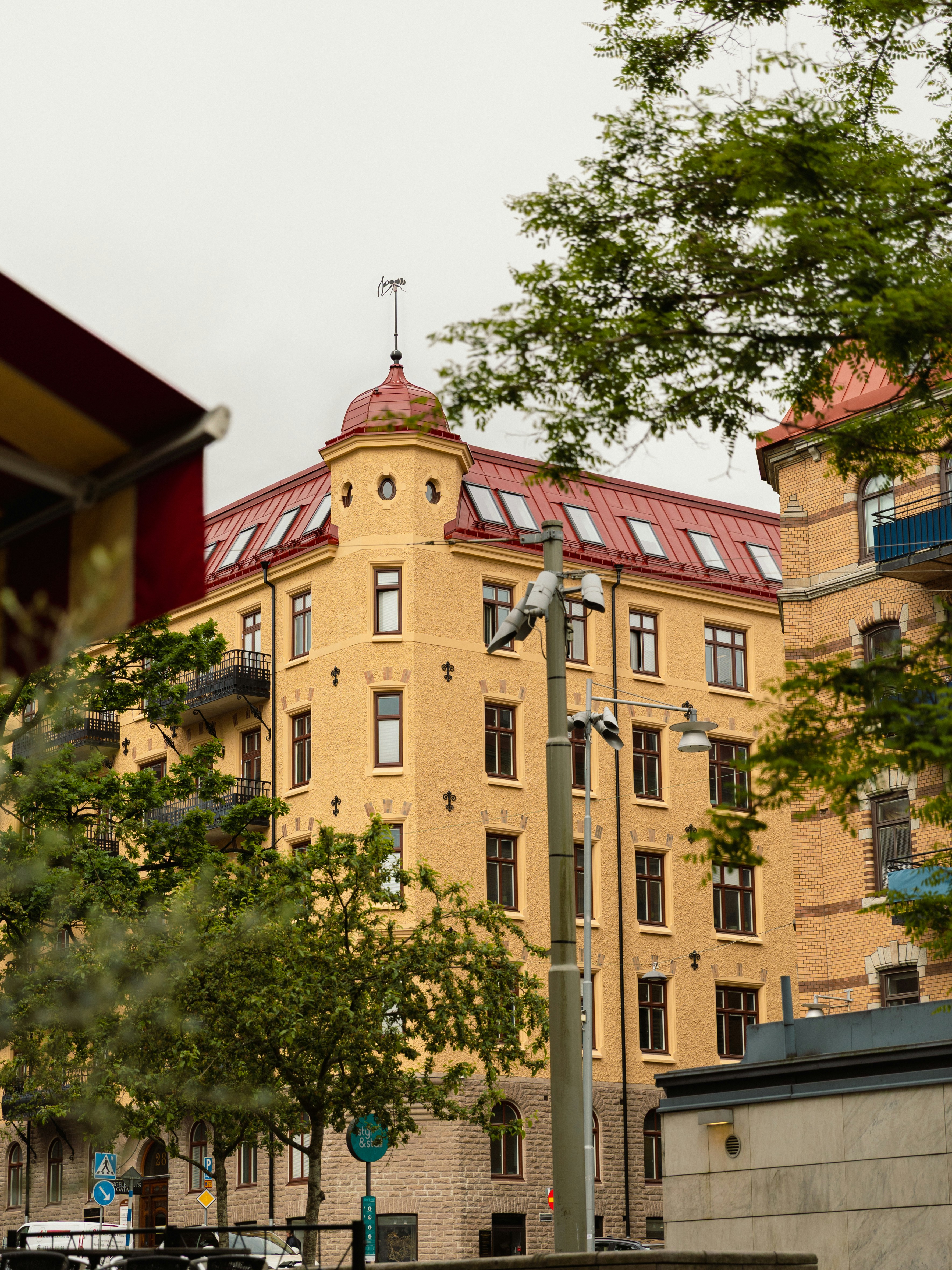 Brick Turreted Corner of a European Street