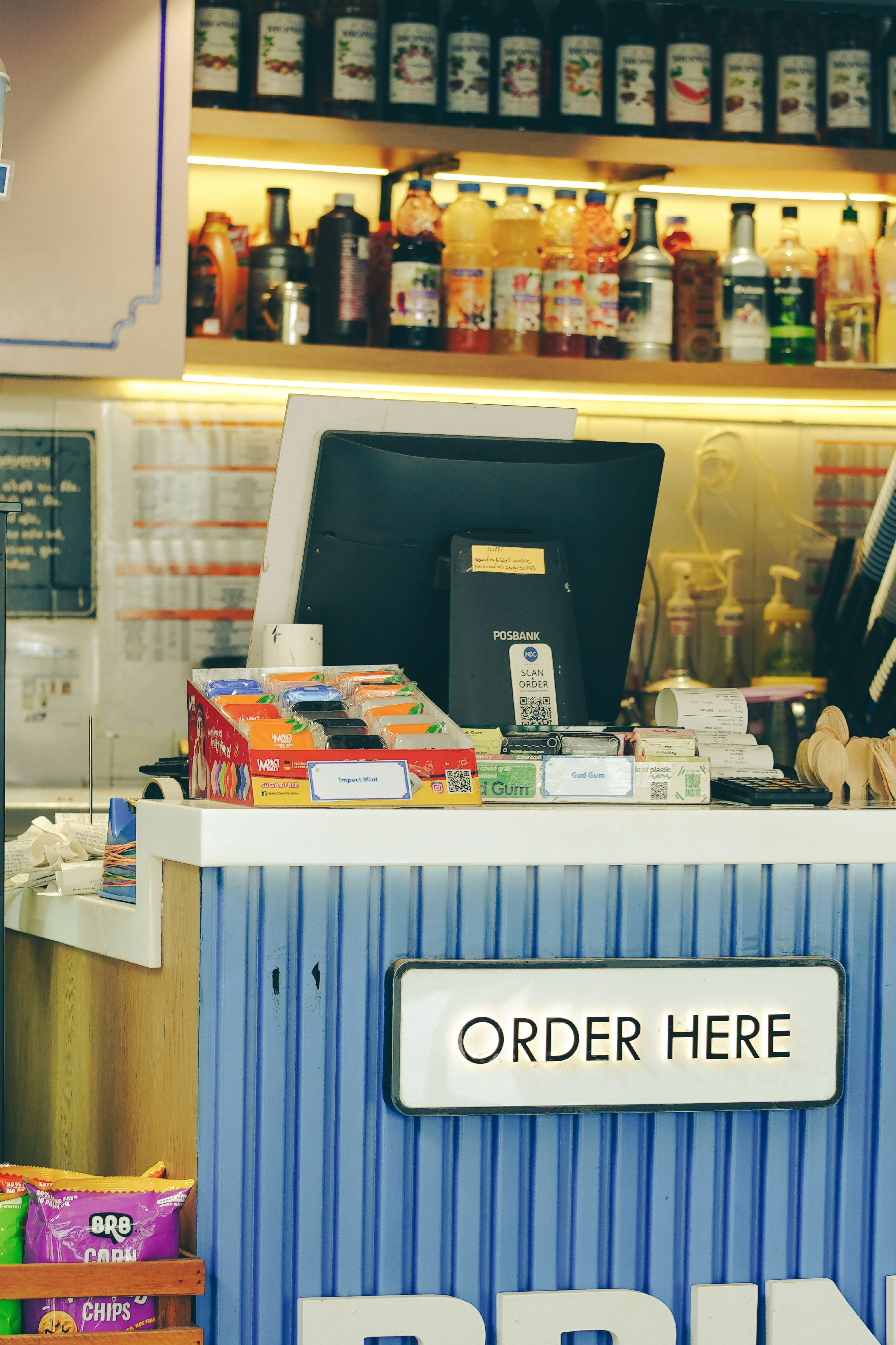 Checkout Counter at a Bright Café Bar